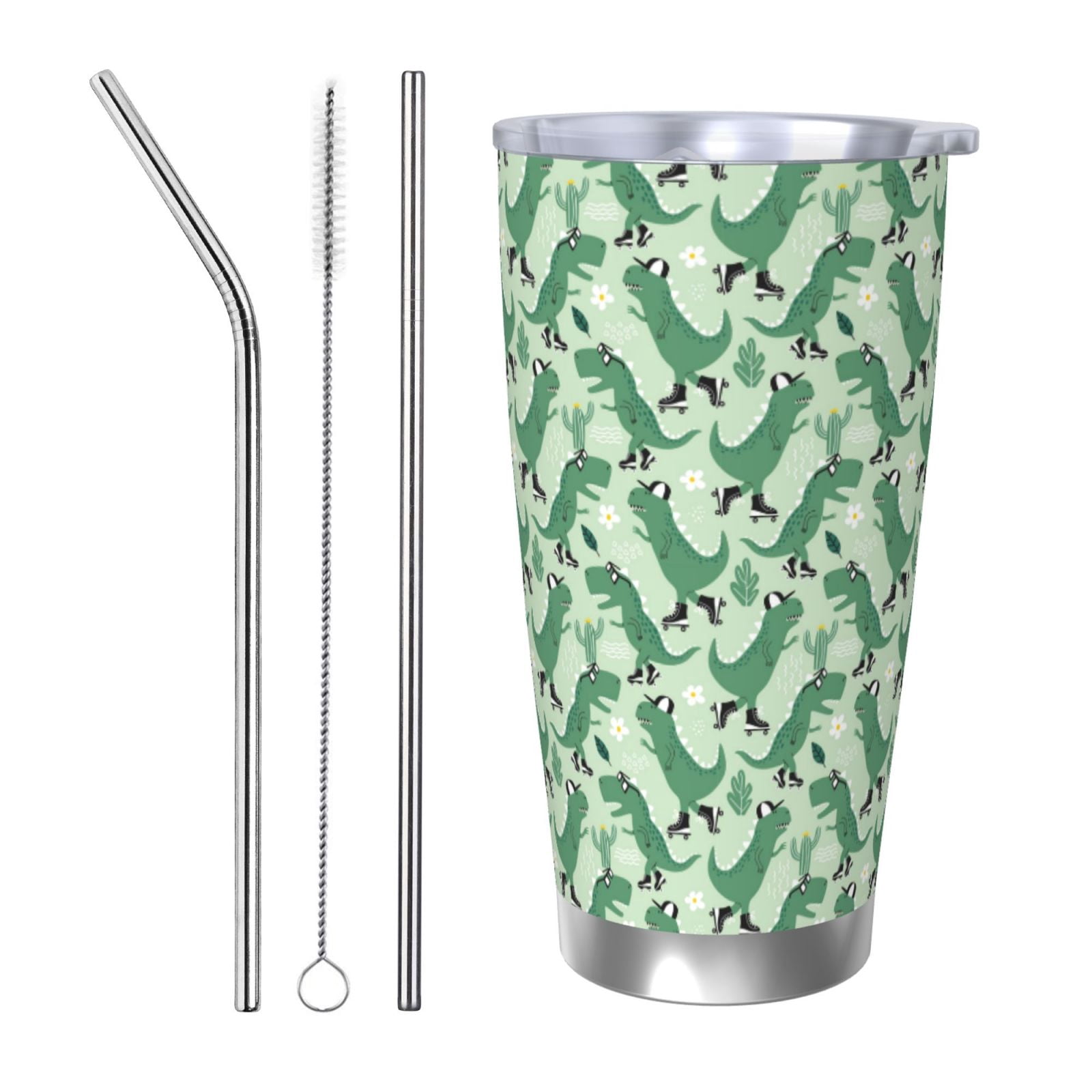 Goofa Dinosaurs on Roller Skater for 20 oz Skinny Tumbler Stainless ...