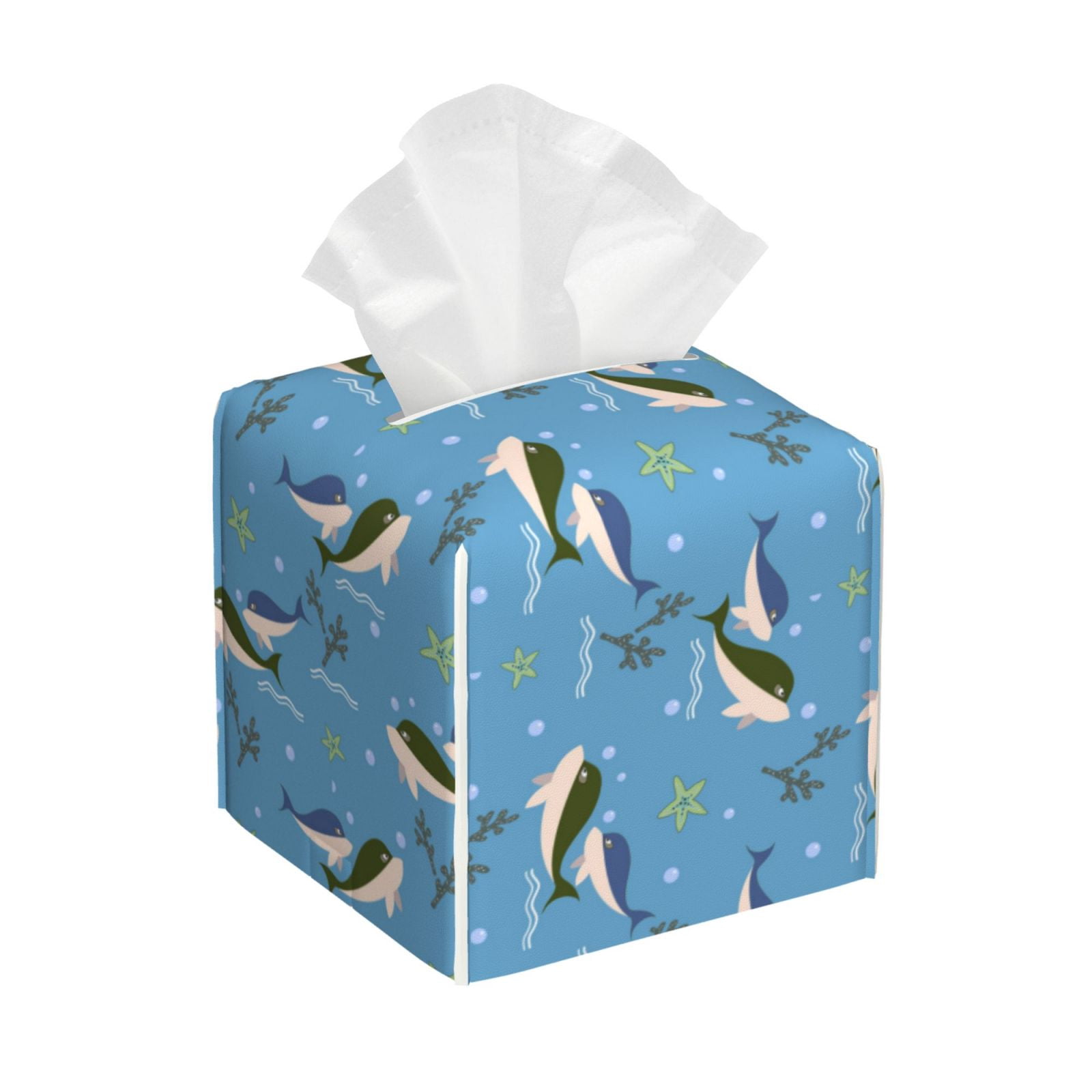 Goofa Dolphin Lovers Tissue Box Cover PVC Leather Tissue Holder Square ...