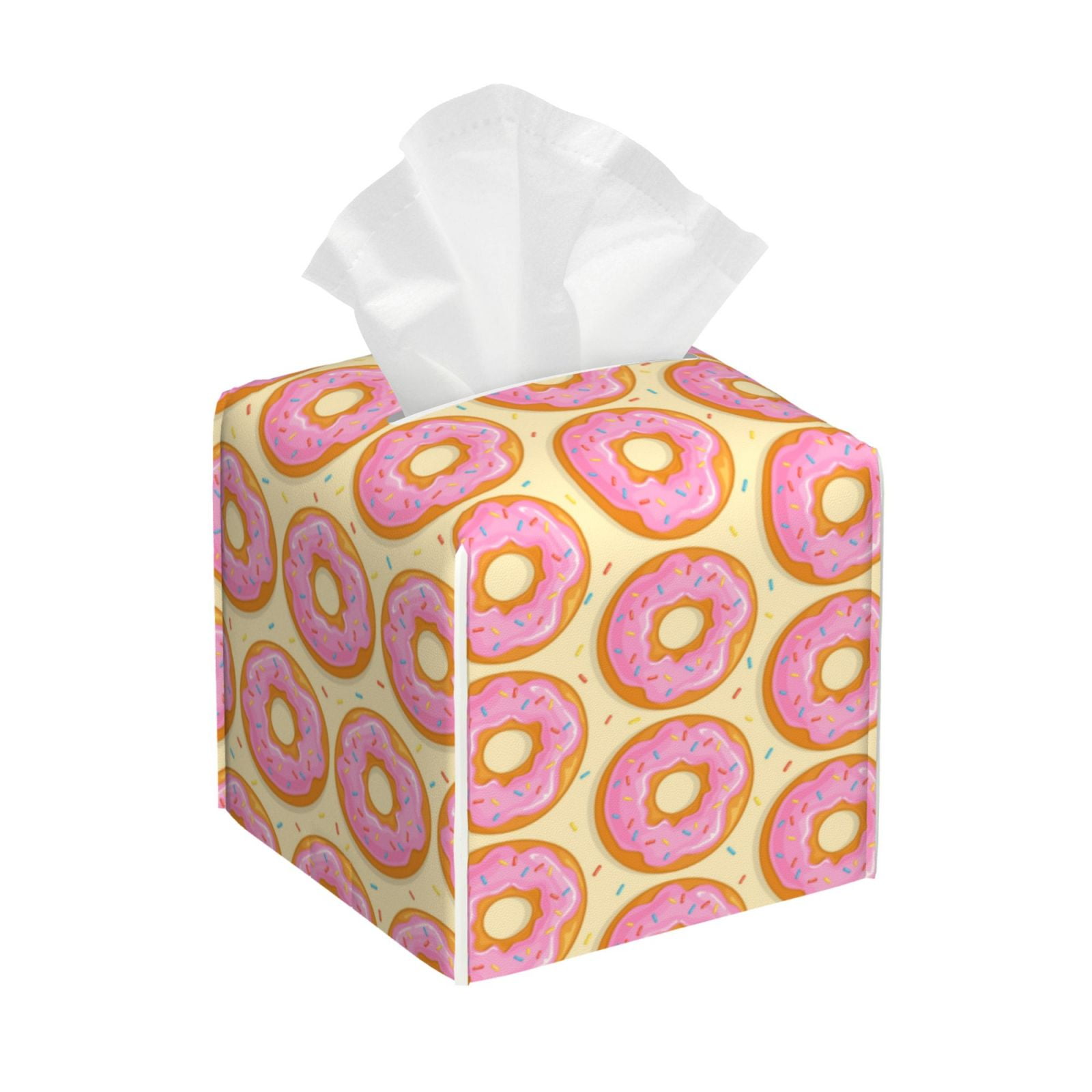 Goofa Donuts With Pink Glaze Tissue Box Cover PVC Leather Tissue Holder ...