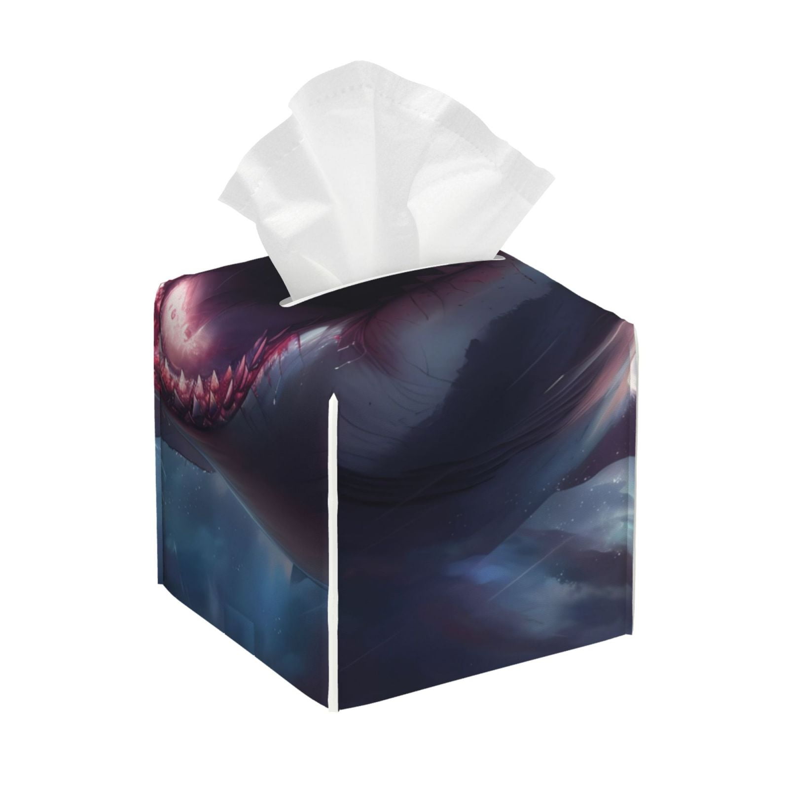 Goofa Dramatic Shark Attack Tissue Box Cover PVC Leather Tissue Holder ...