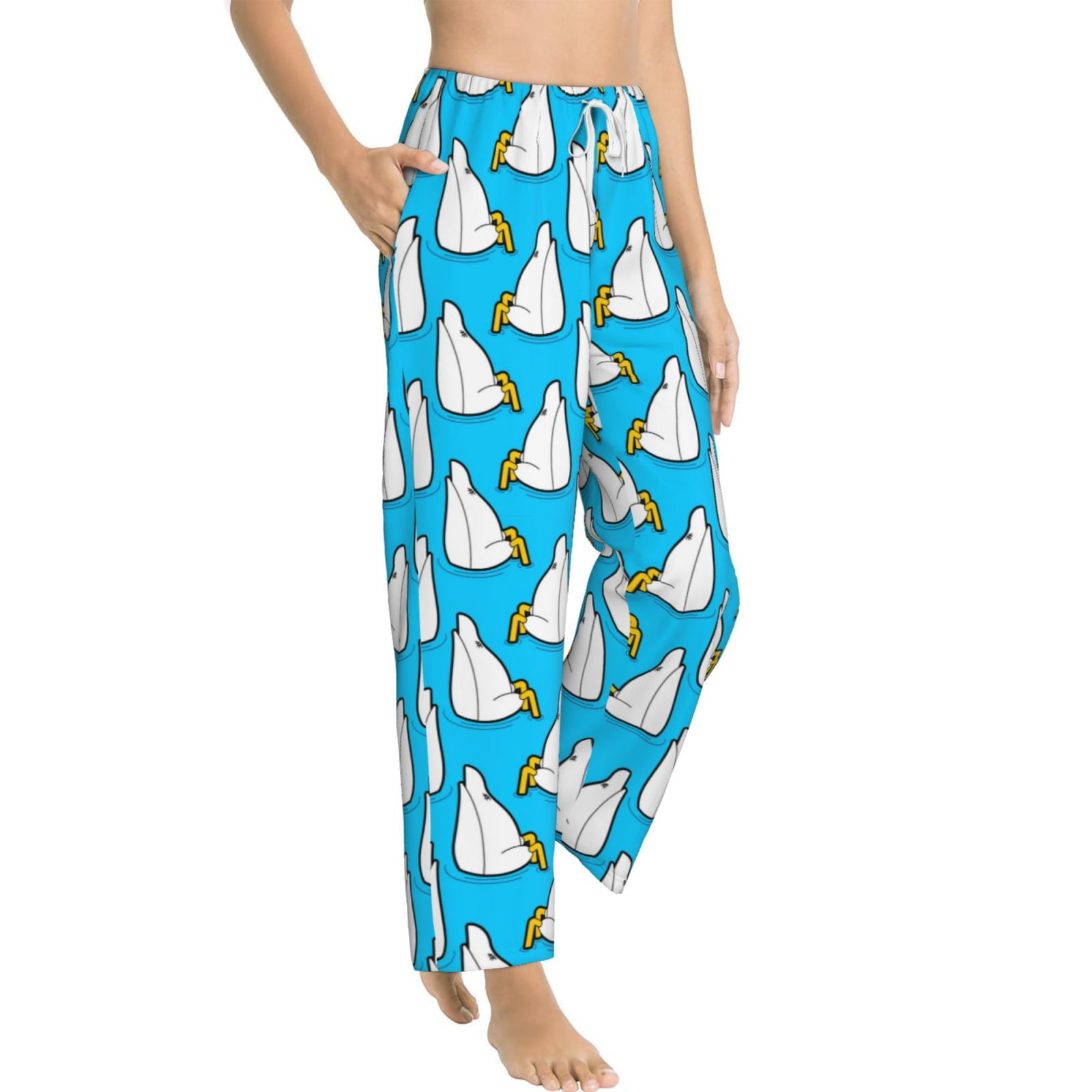 Goofa Duck Dives Printed Soft Pajama Pants for Women, Wide Leg Comfy ...