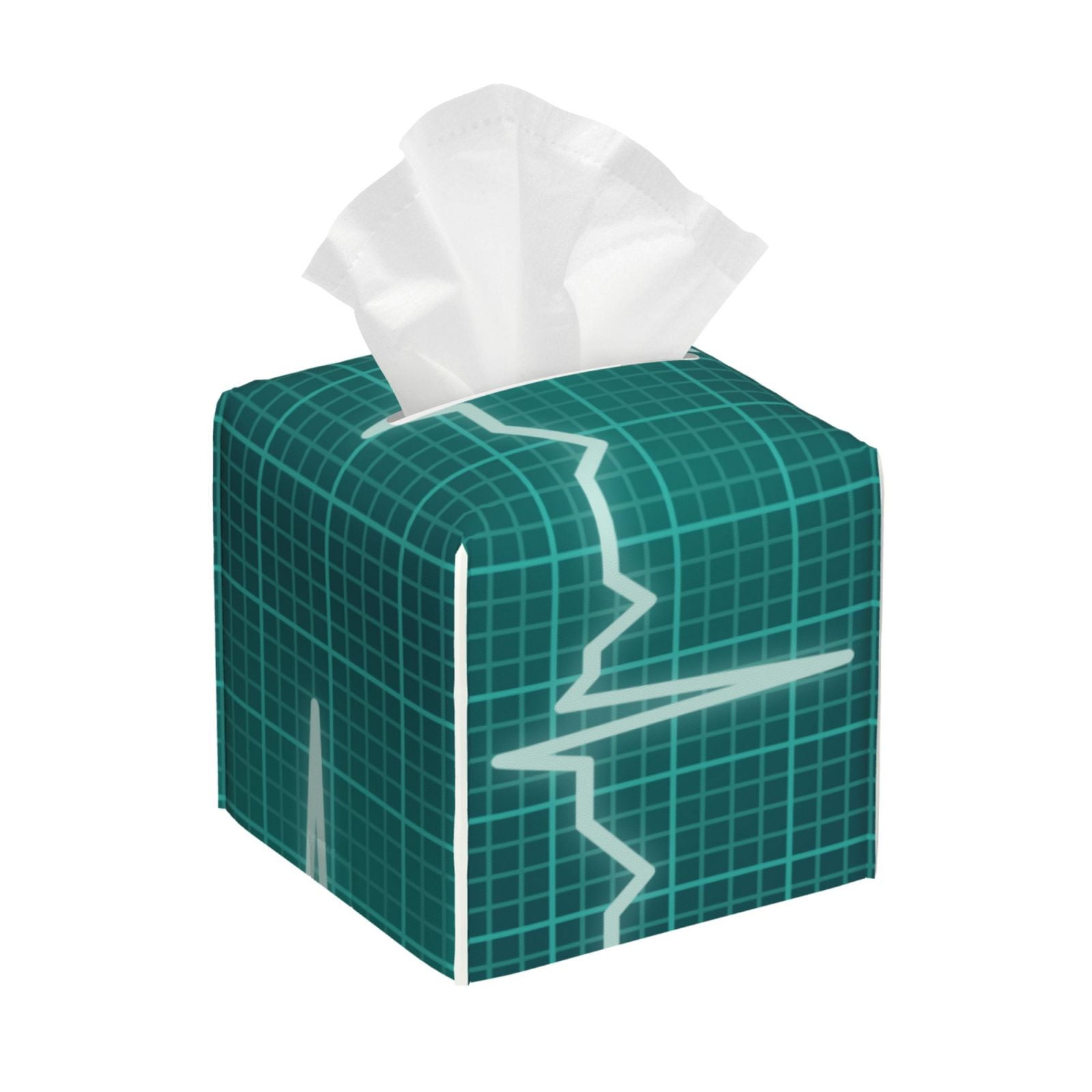 Goofa ECG Wave Tissue Box Cover PVC Leather Tissue Holder Square Facial ...
