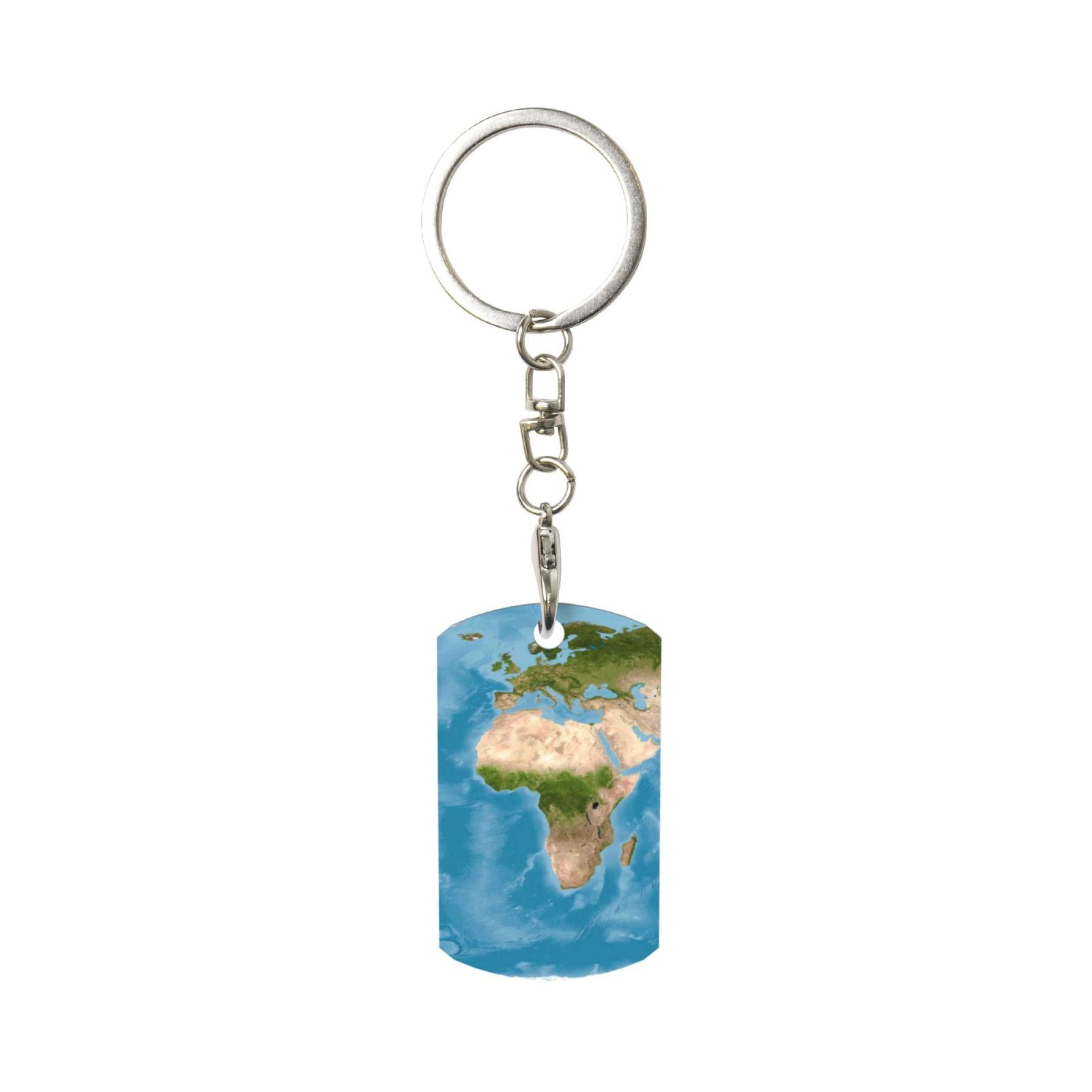 Goofa Earth View World Map Printed Rectangular Metal Keychain Bag Charm ...