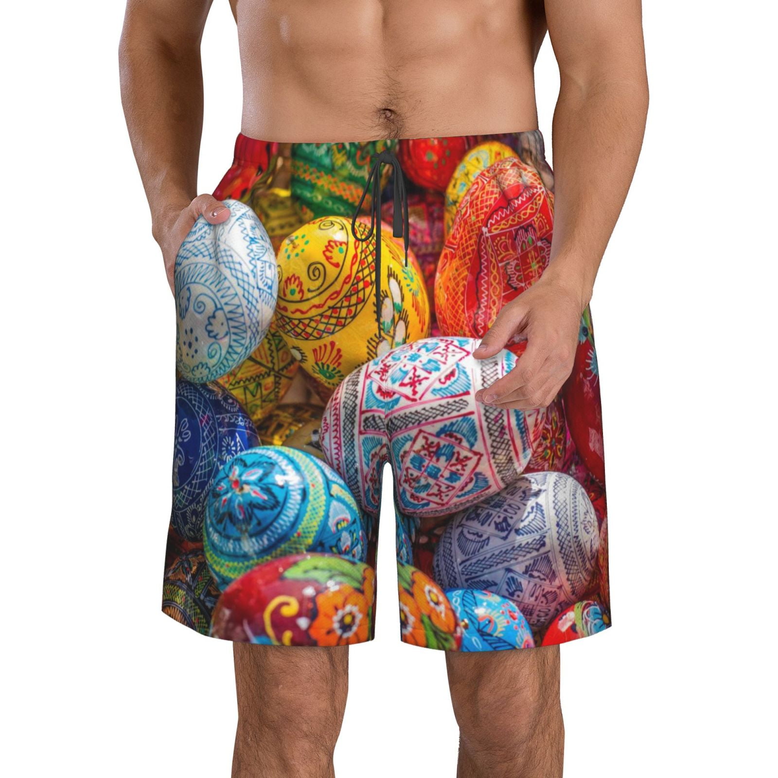 Goofa Easter Eggs Printed Mens Swim Trunks Summer Quick Dry Short Beach ...
