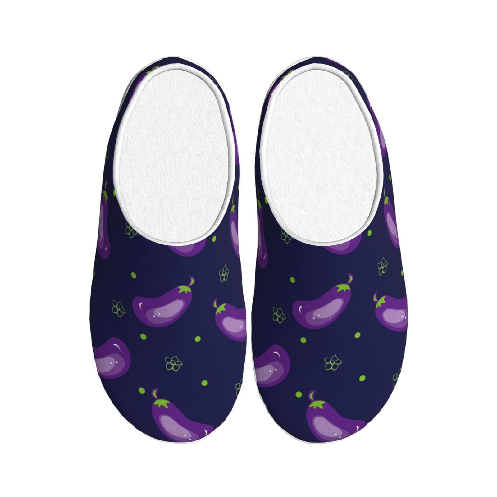 Goofa Eggplant Print Womens Mens Cotton Lightweight House Slippers ...