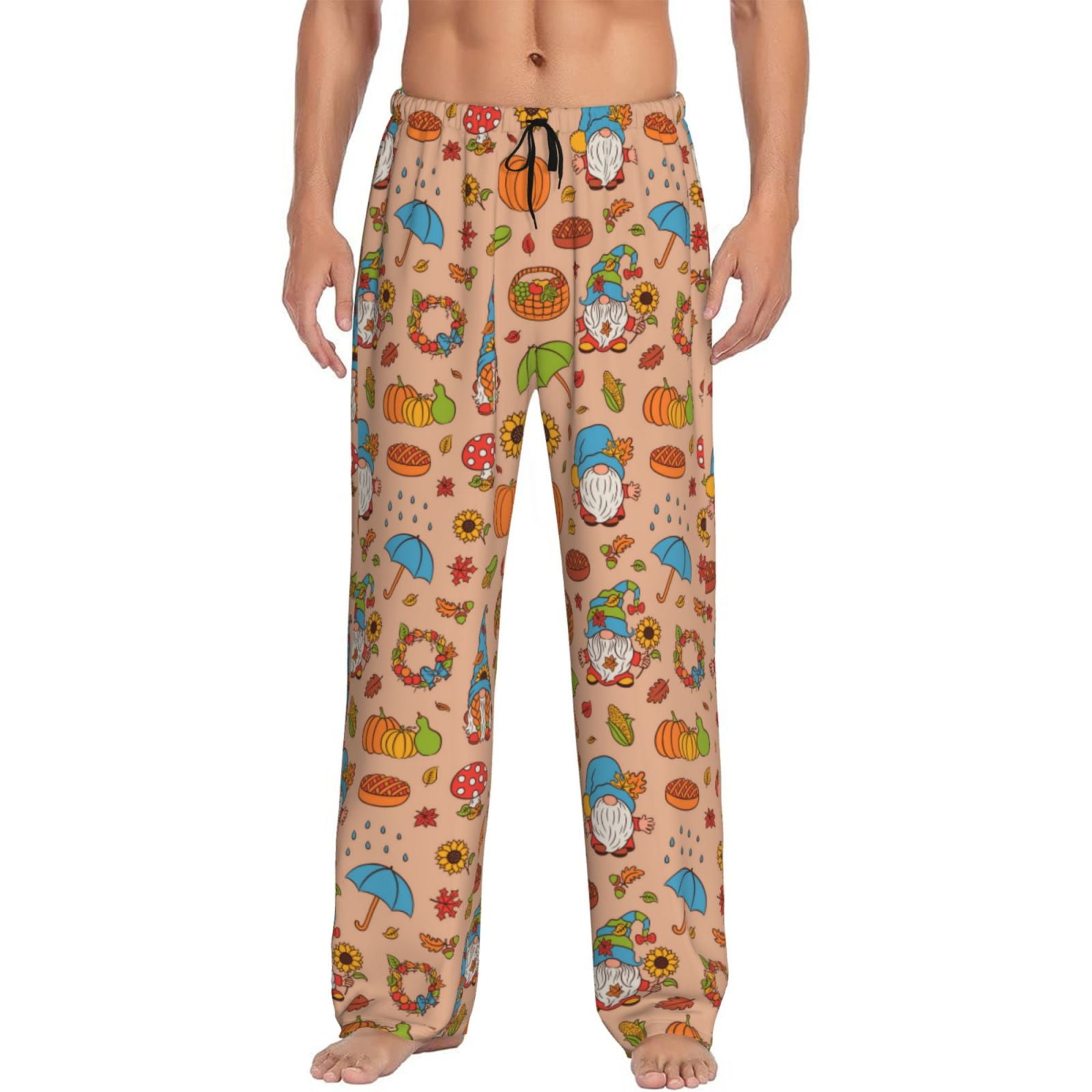 Goofa Fall Gnomes1 Pattern Printed Soft Pajama Pants for Men, Wide Leg ...