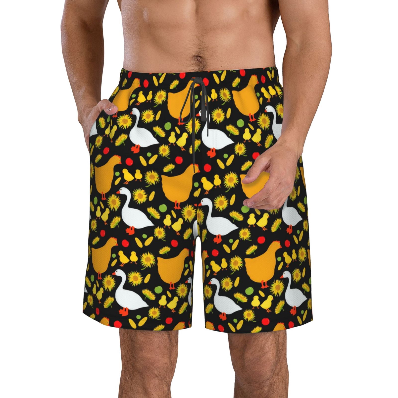 Goofa Farm Goose Printed Mens Swim Trunks Summer Quick Dry Short Beach ...