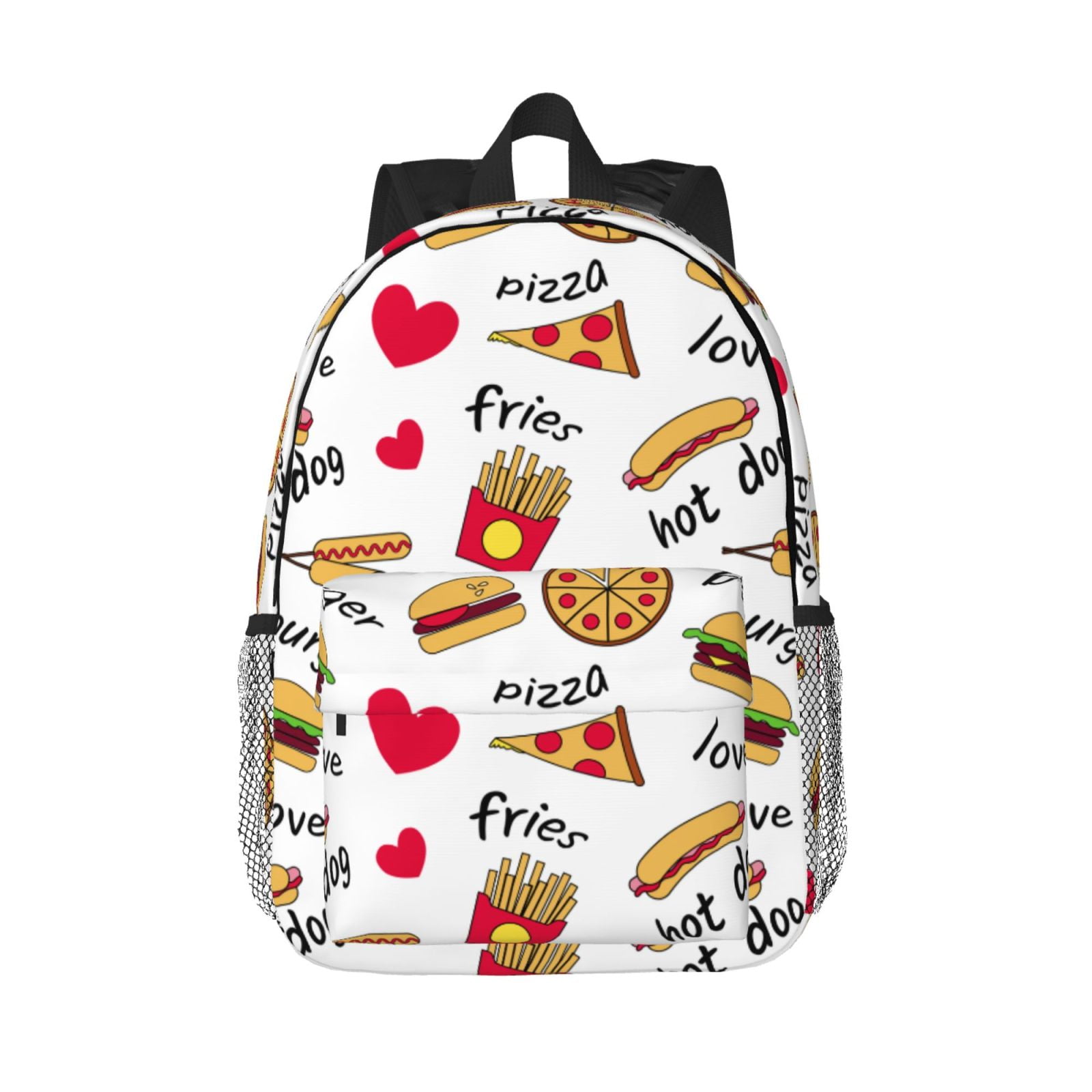 Goofa Fast Food Pattern Lightweight Student Backpack for School, Water ...