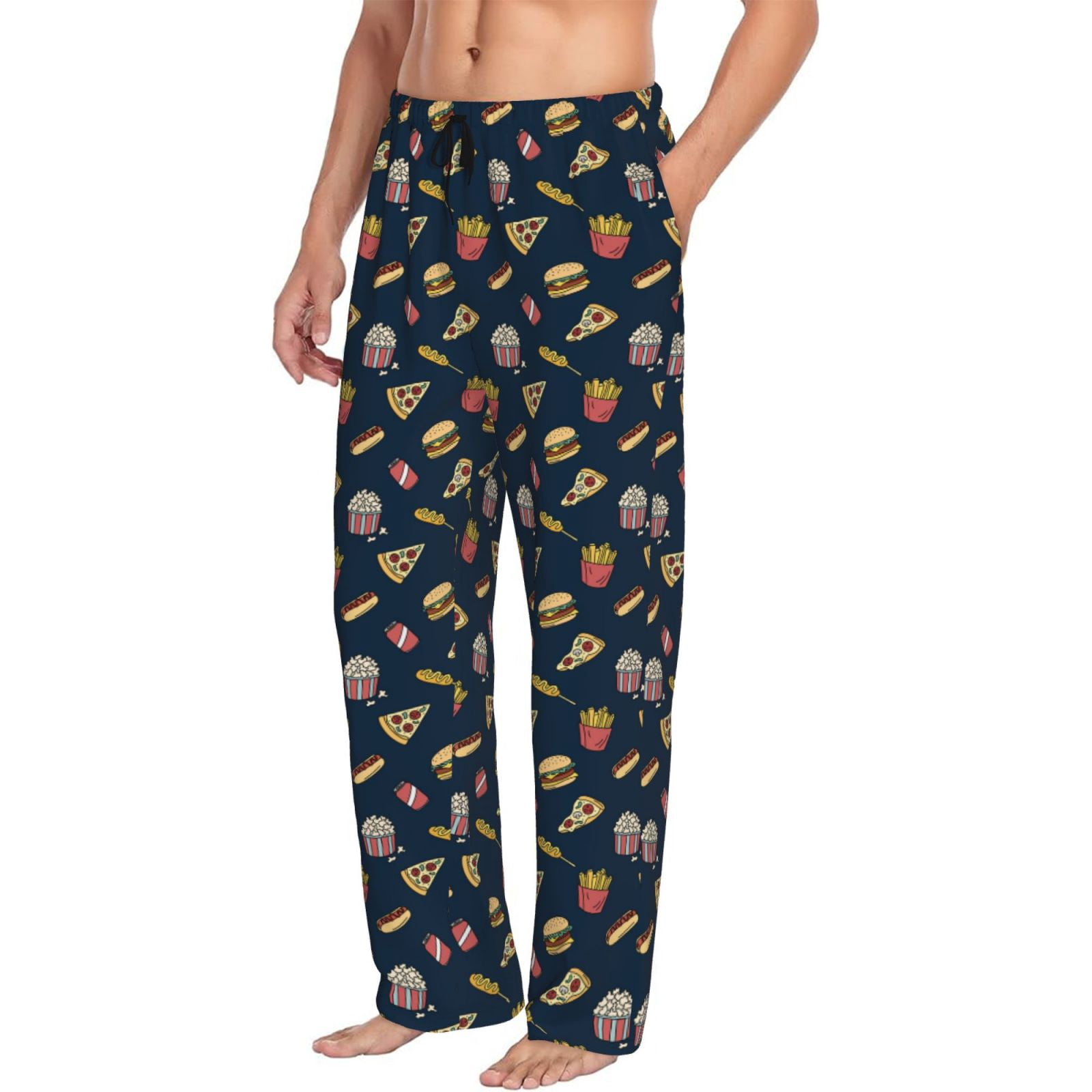 Goofa Fast Food Printed Soft Pajama Pants for Men, Wide Leg Comfy ...