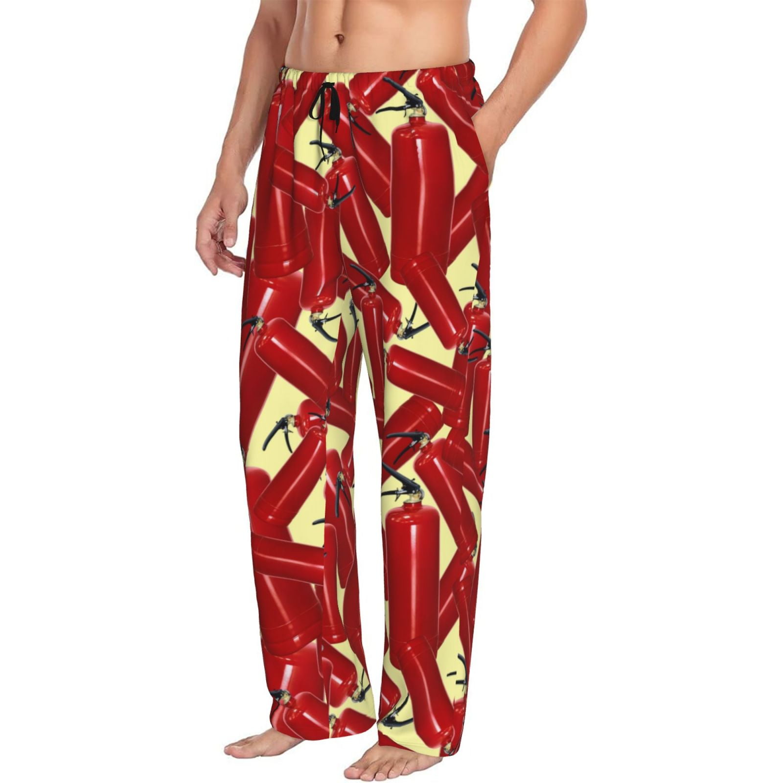 Goofa Fire Extinguisher Printed Soft Pajama Pants for Men, Wide Leg ...