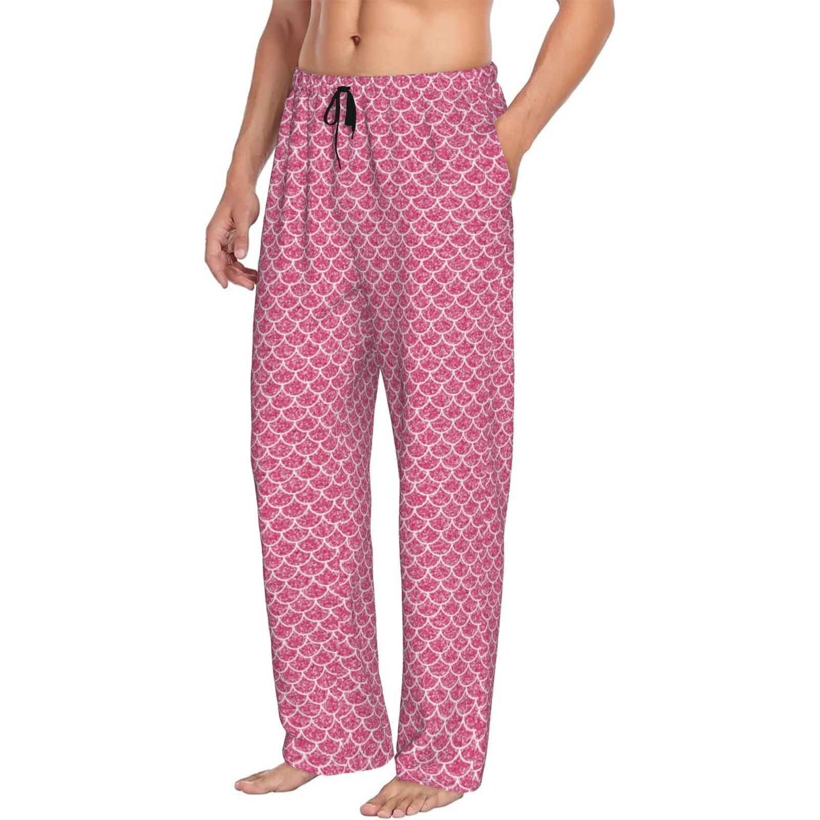 Goofa Fish Scales Printed Soft Pajama Pants for Men, Wide Leg Comfy ...