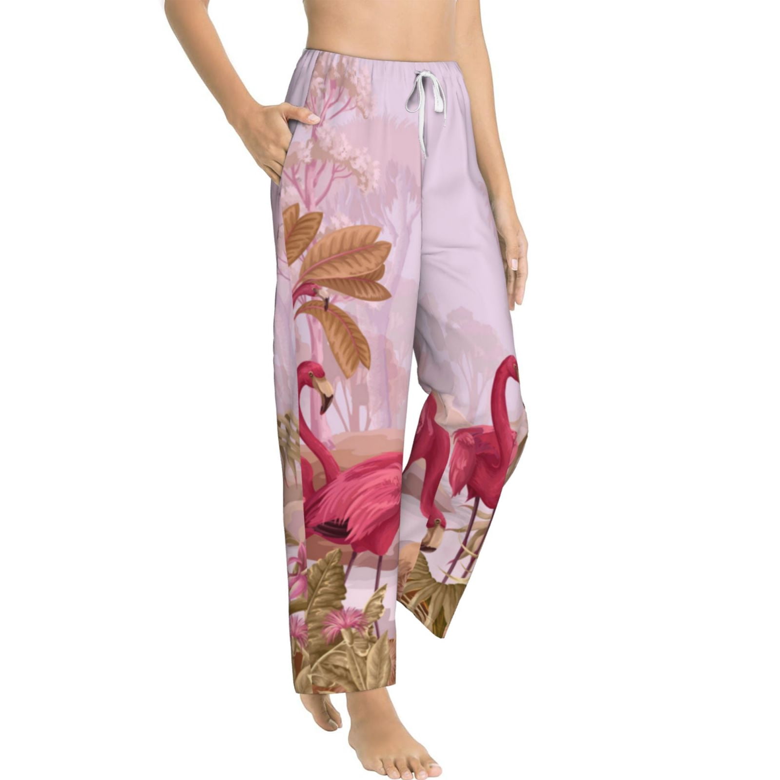 Goofa Flamingos In The Tropical Forest Printed Soft Pajama Pants for ...