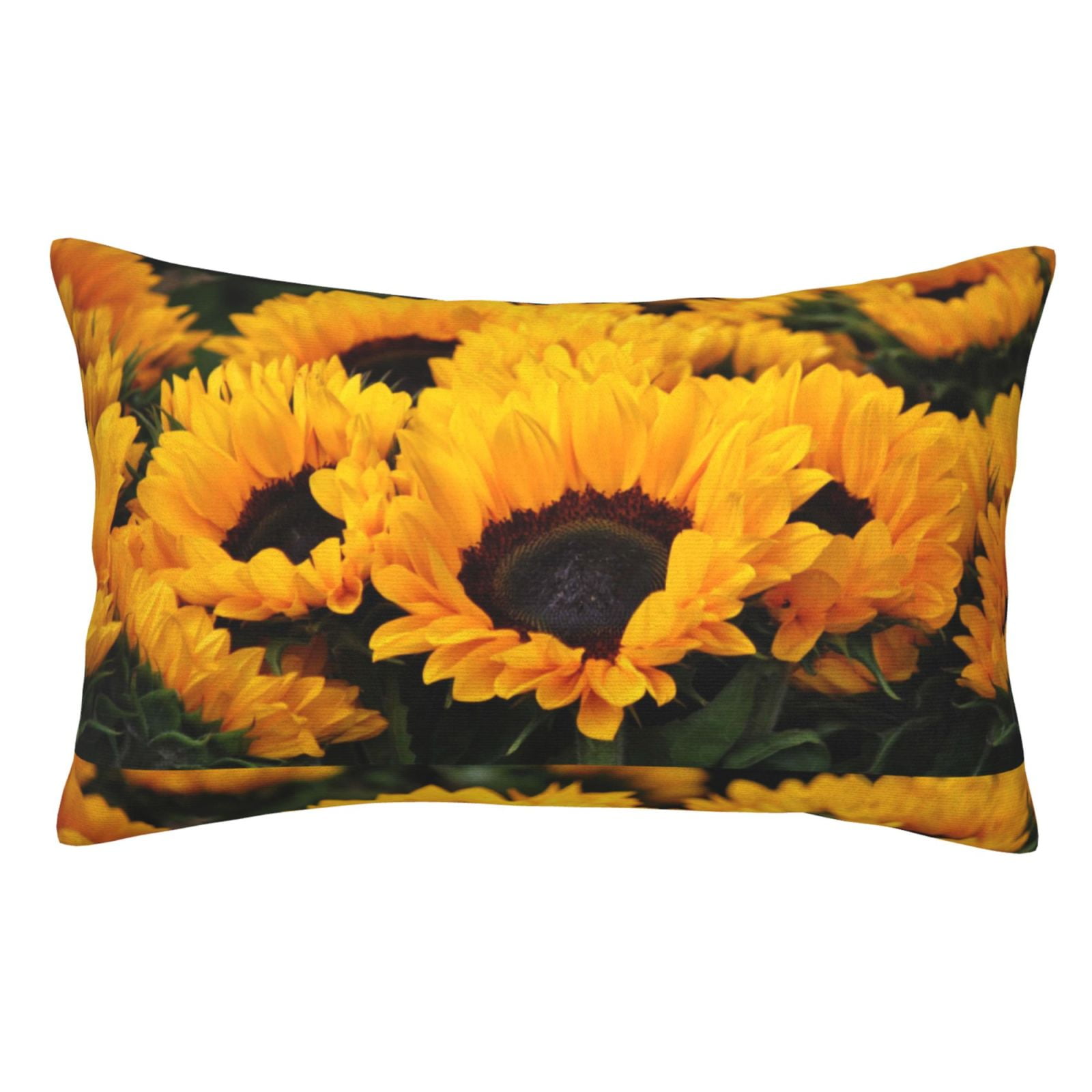 Goofa Flower Bush Sunflower Print Plush Throw Pillow Case, Soft Velvet ...