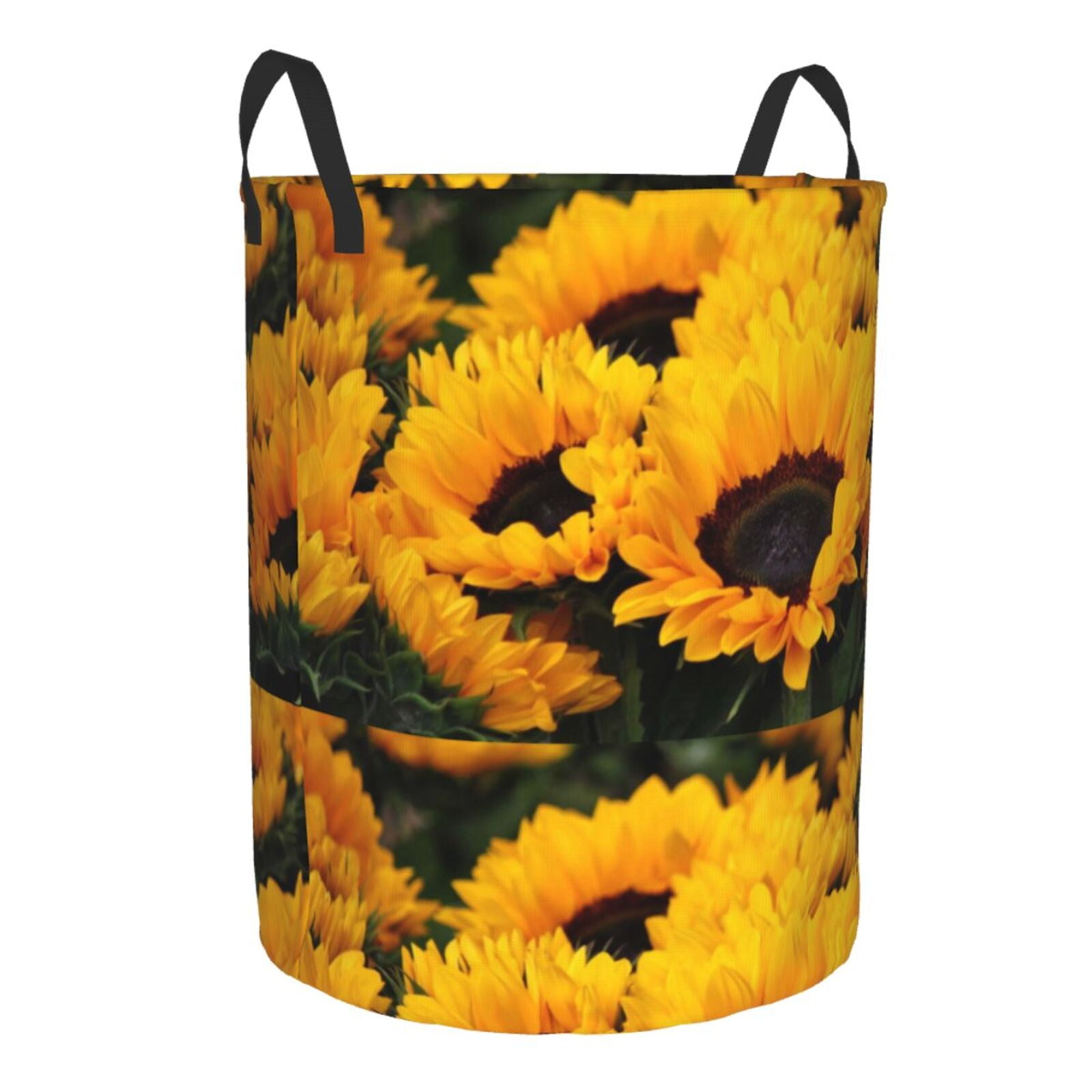 Goofa Flower Bush Sunflower Printed Circular Hamper,Laundry Basket with ...