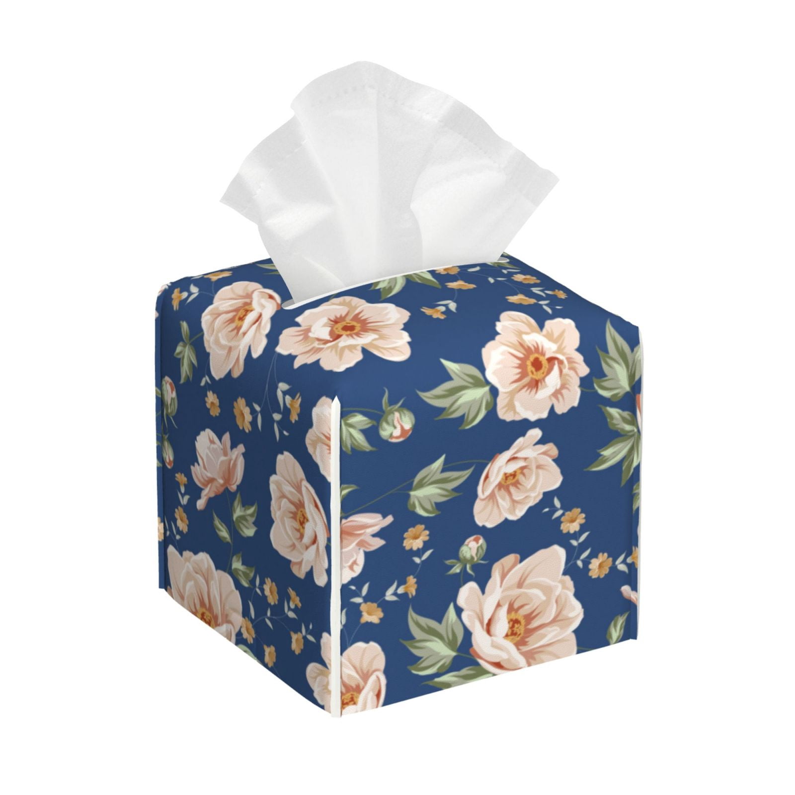 Goofa Flower Tissue Box Cover PVC Leather Tissue Holder Square Facial ...