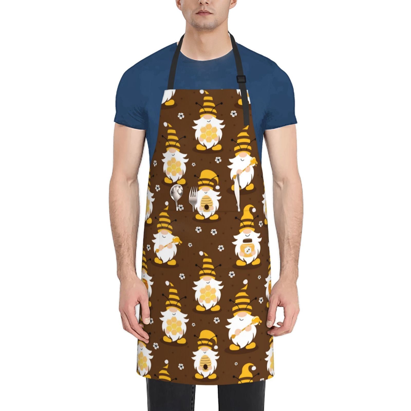 Goofa Flowers And Gnomes Bees Printed Waterproof Apron 33" Chef Aprons ...