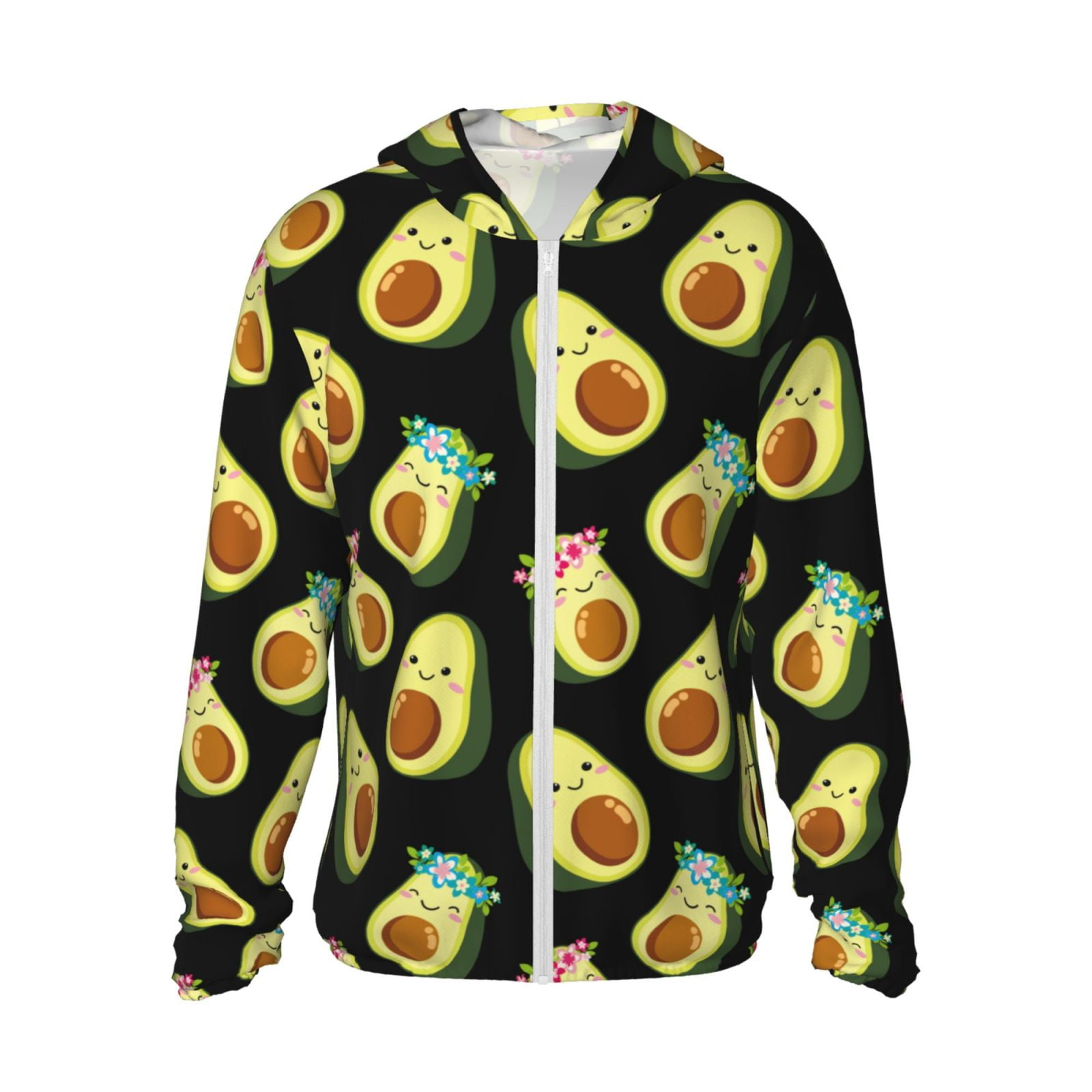 Goofa Flowers Avocado Printed Women's UPF 50+ Sun Protection Hoodie ...