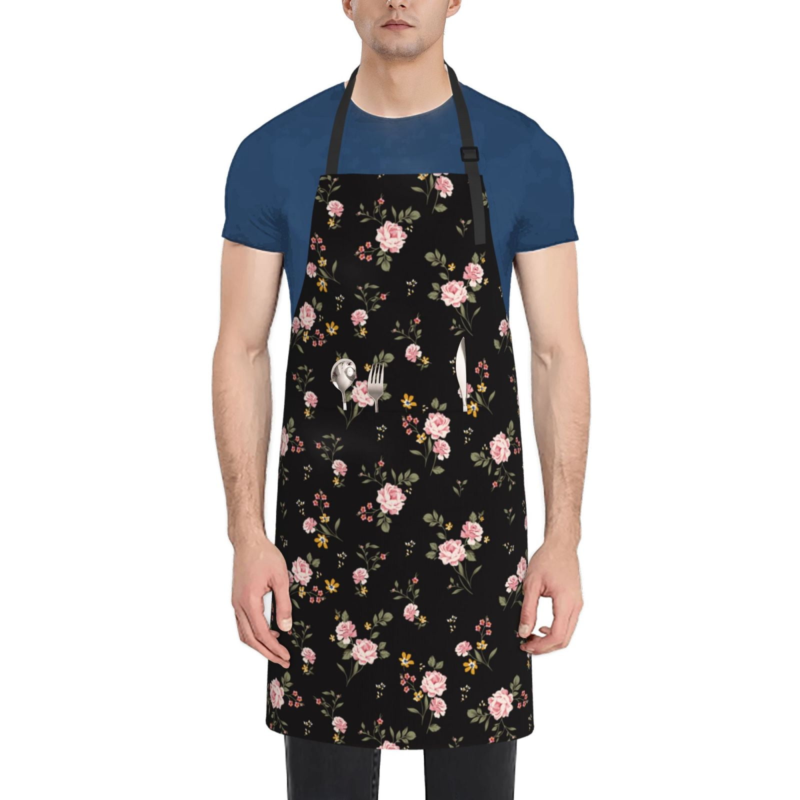 Goofa Flowers Printed Waterproof Apron 33" Chef Aprons for Men Heavy ...