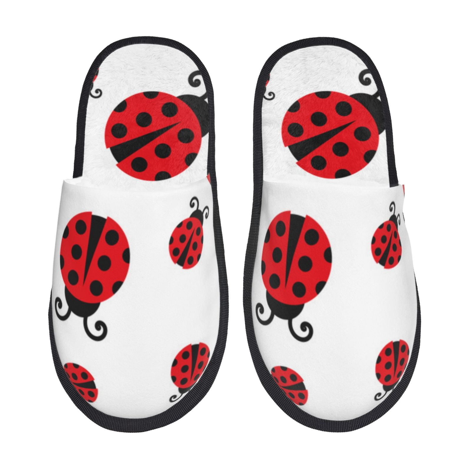 Goofa Fly Flying Ladybug Pattern Plush Furry Slippers for Men & Women ...