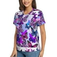 Goofa Flying Butterflies Pattern Women's Slim-Fit Short-Sleeve V-Neck T ...