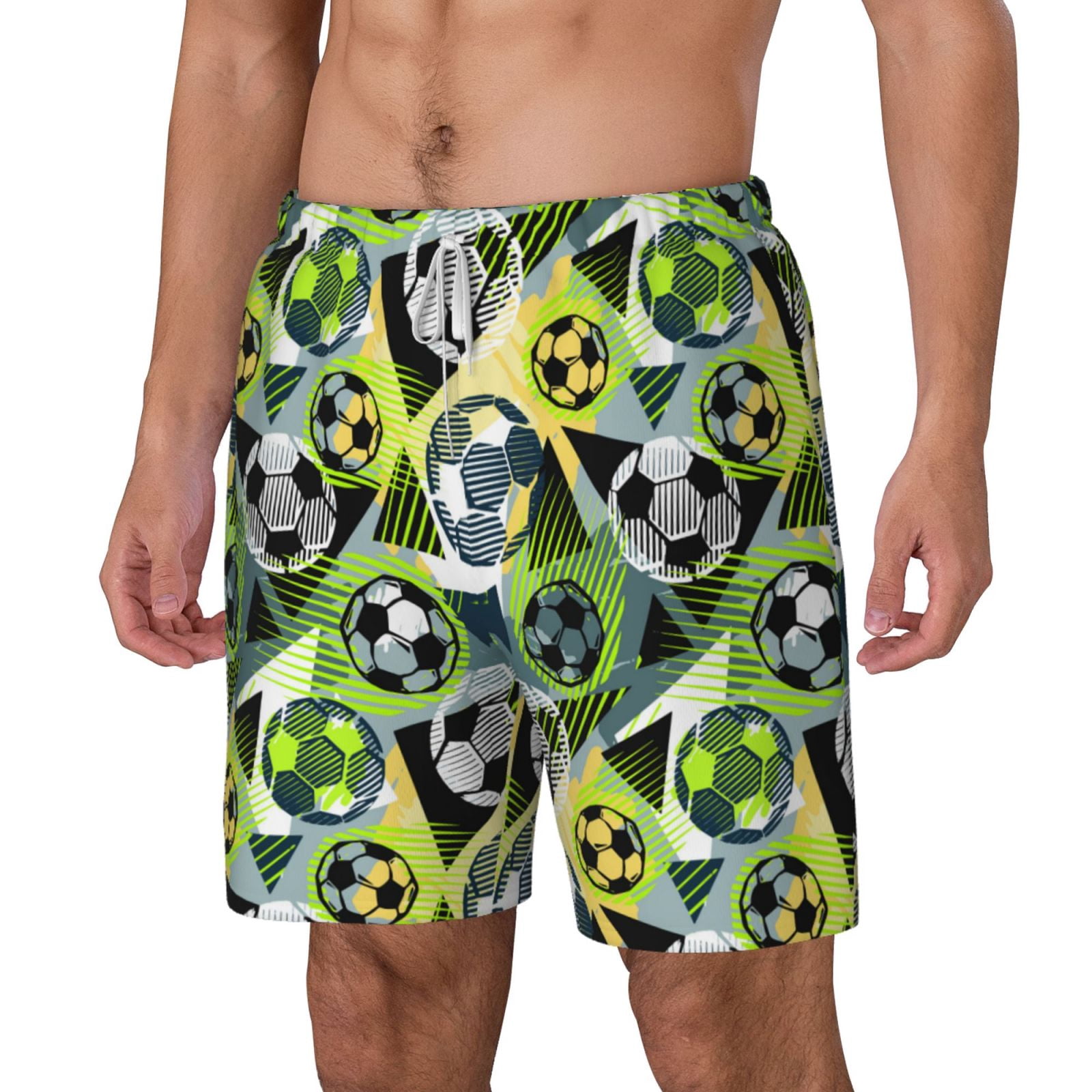 Goofa Football Doodle Printed Men's Swim Trunks Board Shorts Quick Dry ...
