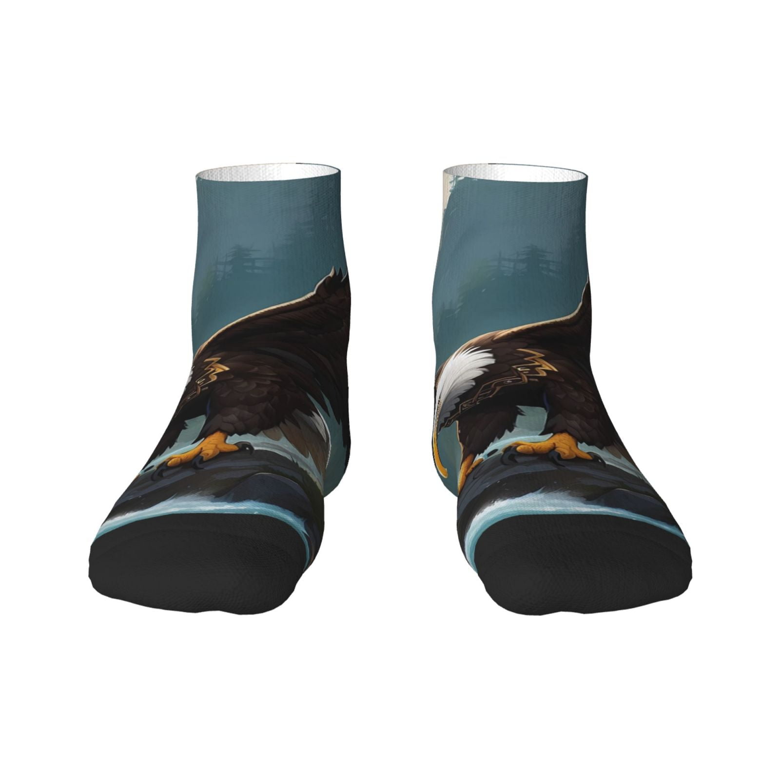 Goofa Forest River Bald Eagle Pattern Non Slip Socks with Grips for ...