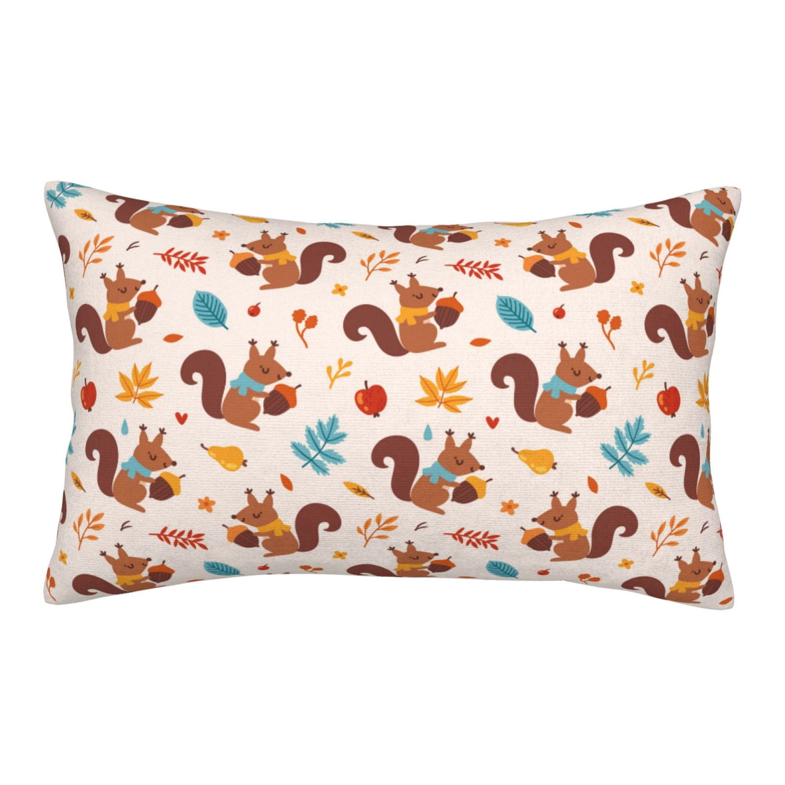 Goofa Forest Squirrel Nuts Pattern Pillow Case – Plush & Soft Cushion ...