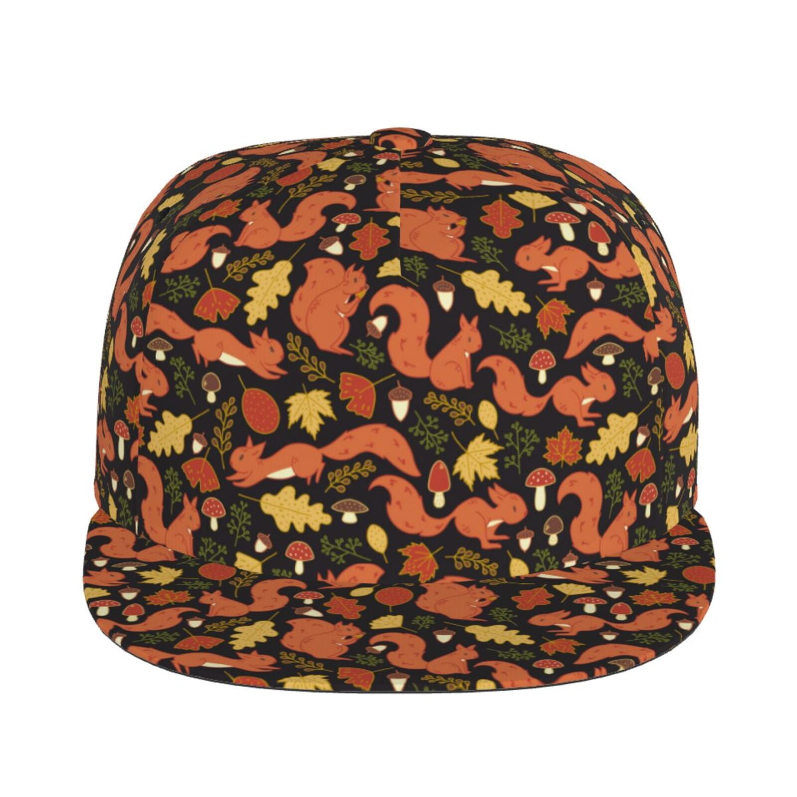 Goofa Forest Squirrel Printed Men's Baseball Cap,Straight Brim Hat,Golf ...