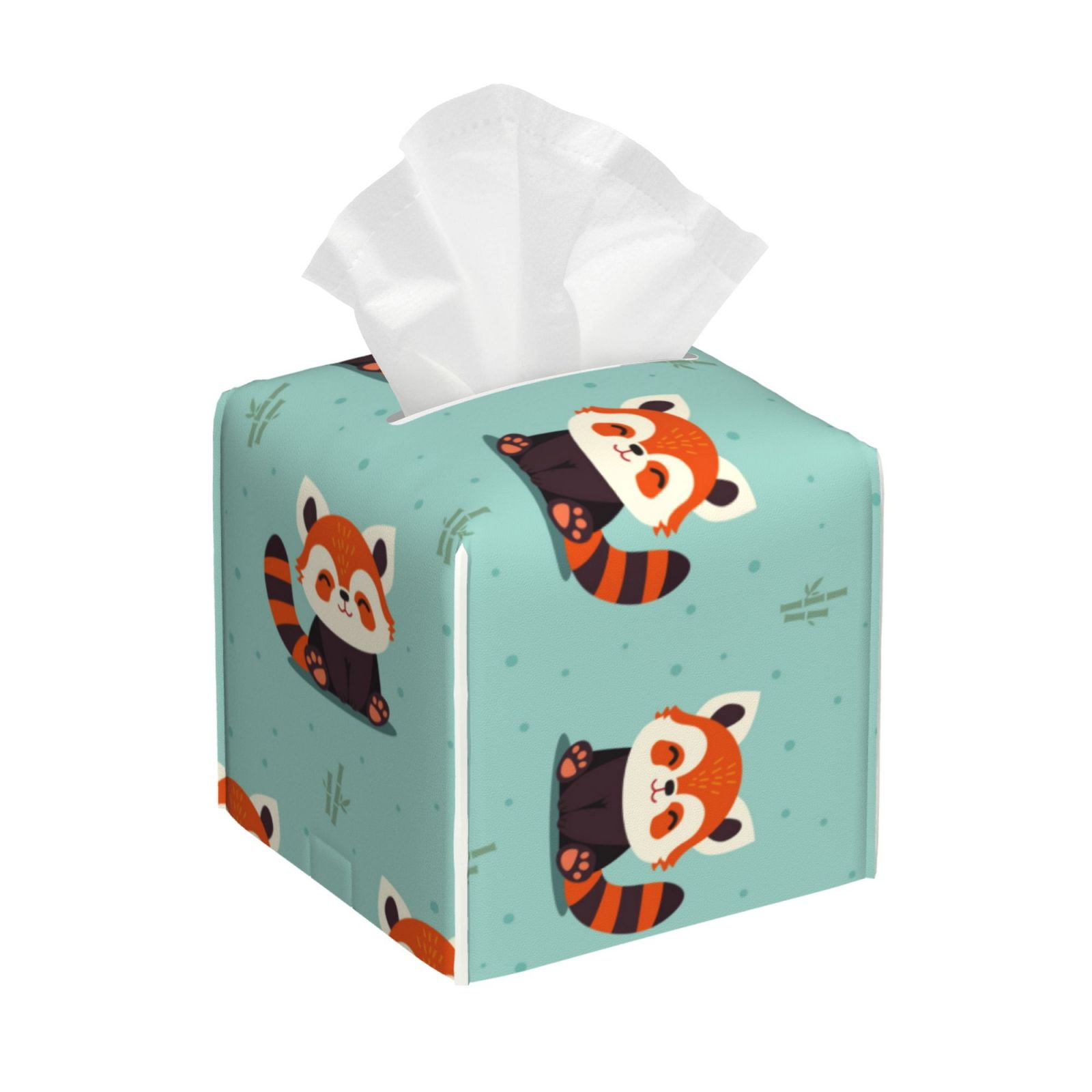 Goofa Fox Tissue Box Cover PVC Leather Tissue Holder Square Facial ...