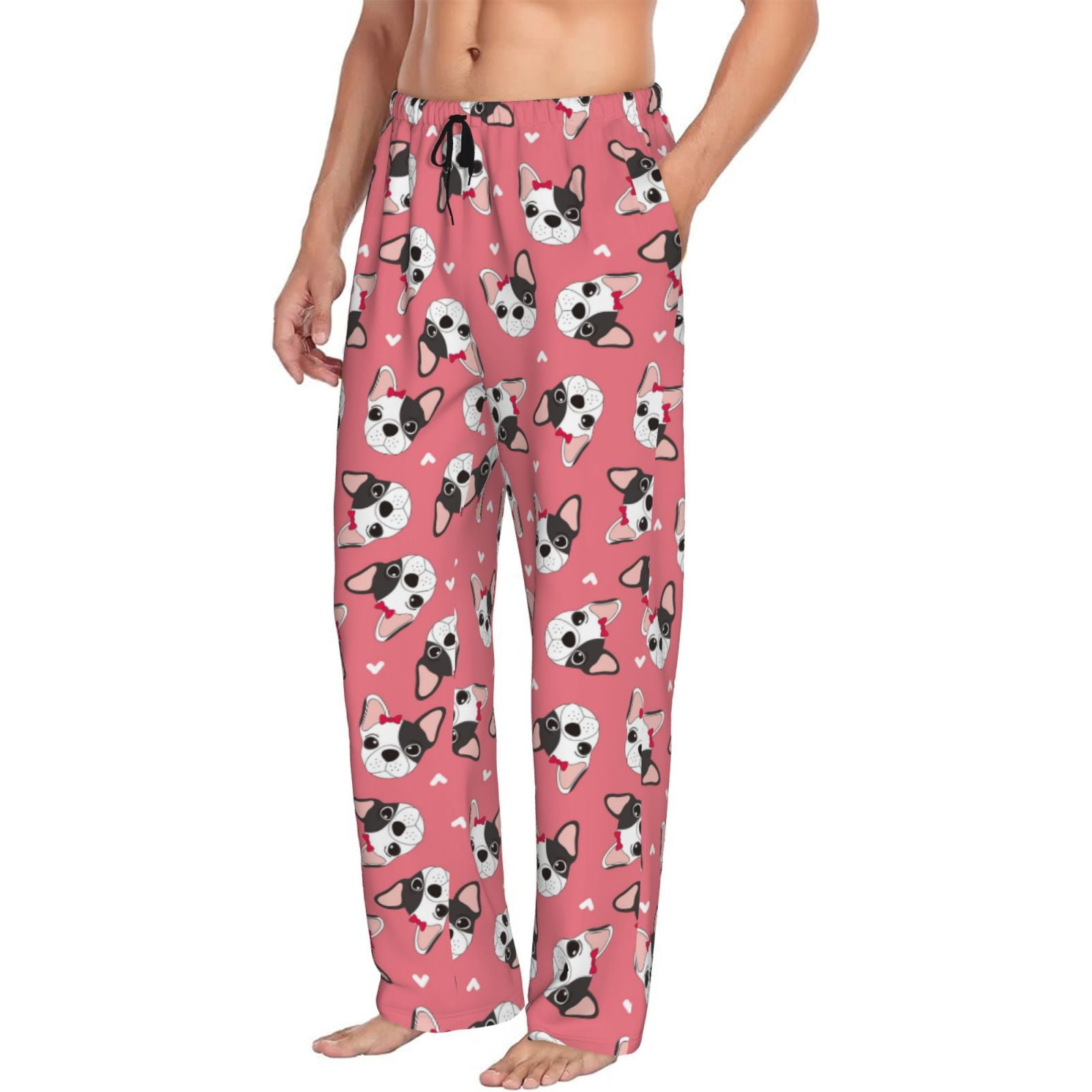 Goofa French Bulldog Face Printed Soft Pajama Pants for Men, Wide Leg ...