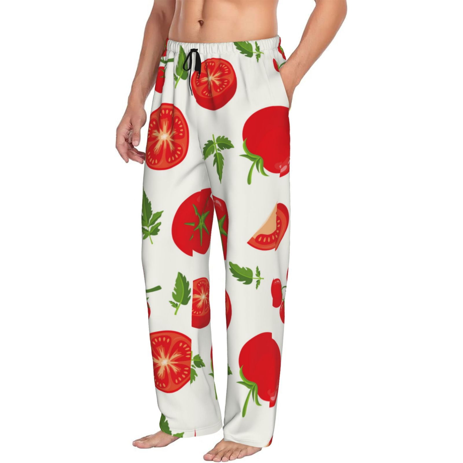 Goofa Fresh Red Tomato Printed Soft Pajama Pants for Men, Wide Leg ...