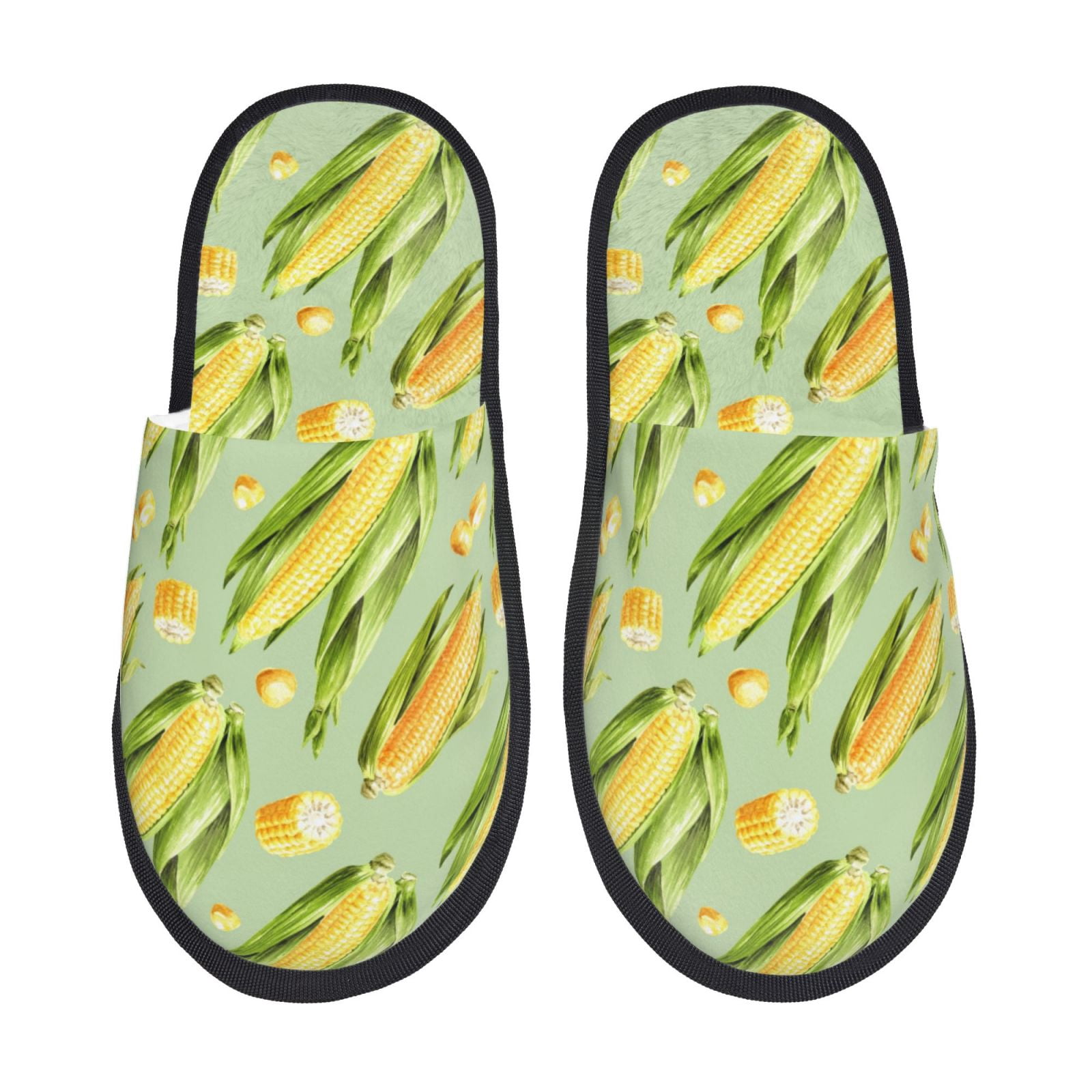 Goofa Fresh Sweet Corn Pattern Plush Furry Slippers for Men & Women ...