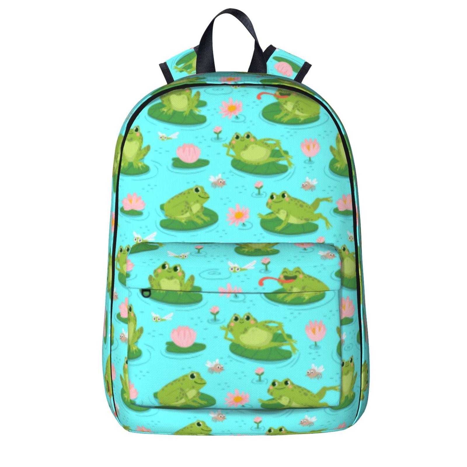 Goofa Frogs And Aquatic Plants Printed Backpack,Laptop Backpack,Durable ...