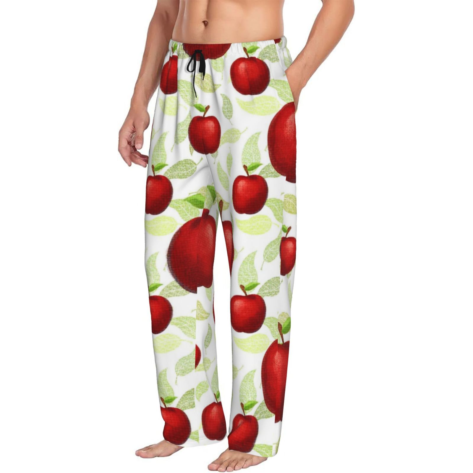 Goofa Fruit Apples Printed Soft Pajama Pants for Men, Wide Leg Comfy ...