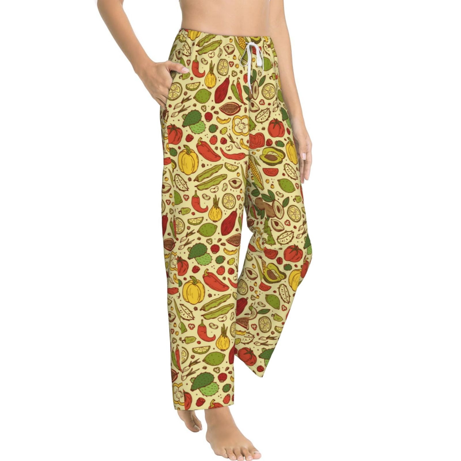 Goofa Fruits And Vegetables Printed Soft Pajama Pants for Women, Wide ...