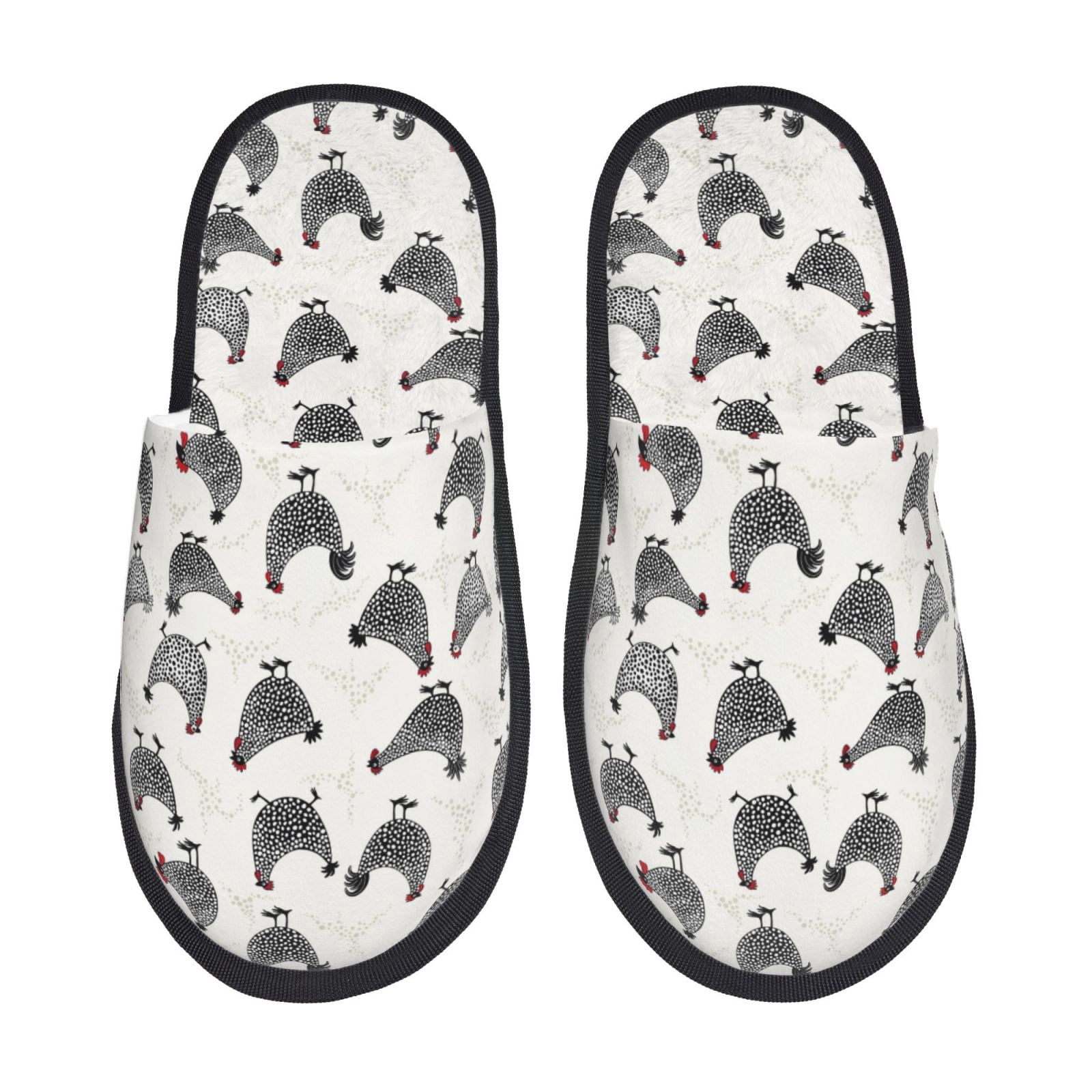 Goofa Funny Chicken Pattern Plush Furry Slippers for Men & Women, Cozy ...