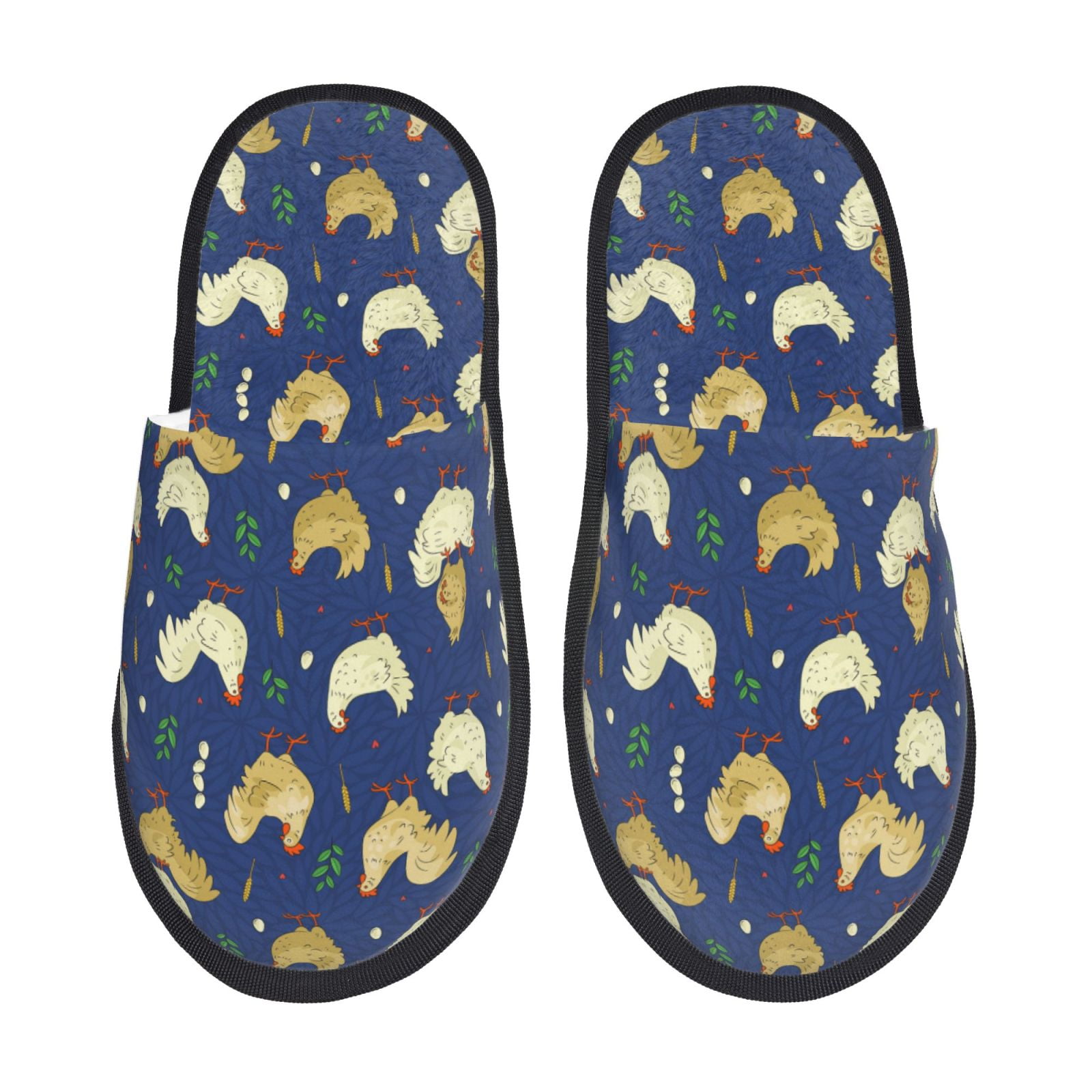 Goofa Funny Chicken Pattern Plush Furry Slippers for Men & Women, Cozy ...