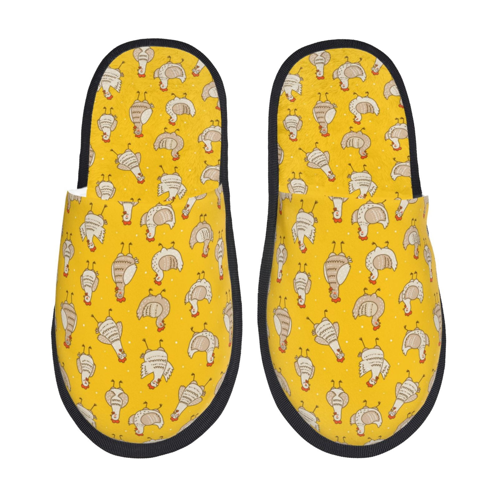Goofa Funny Chicken Pattern Plush Furry Slippers for Men & Women, Cozy ...