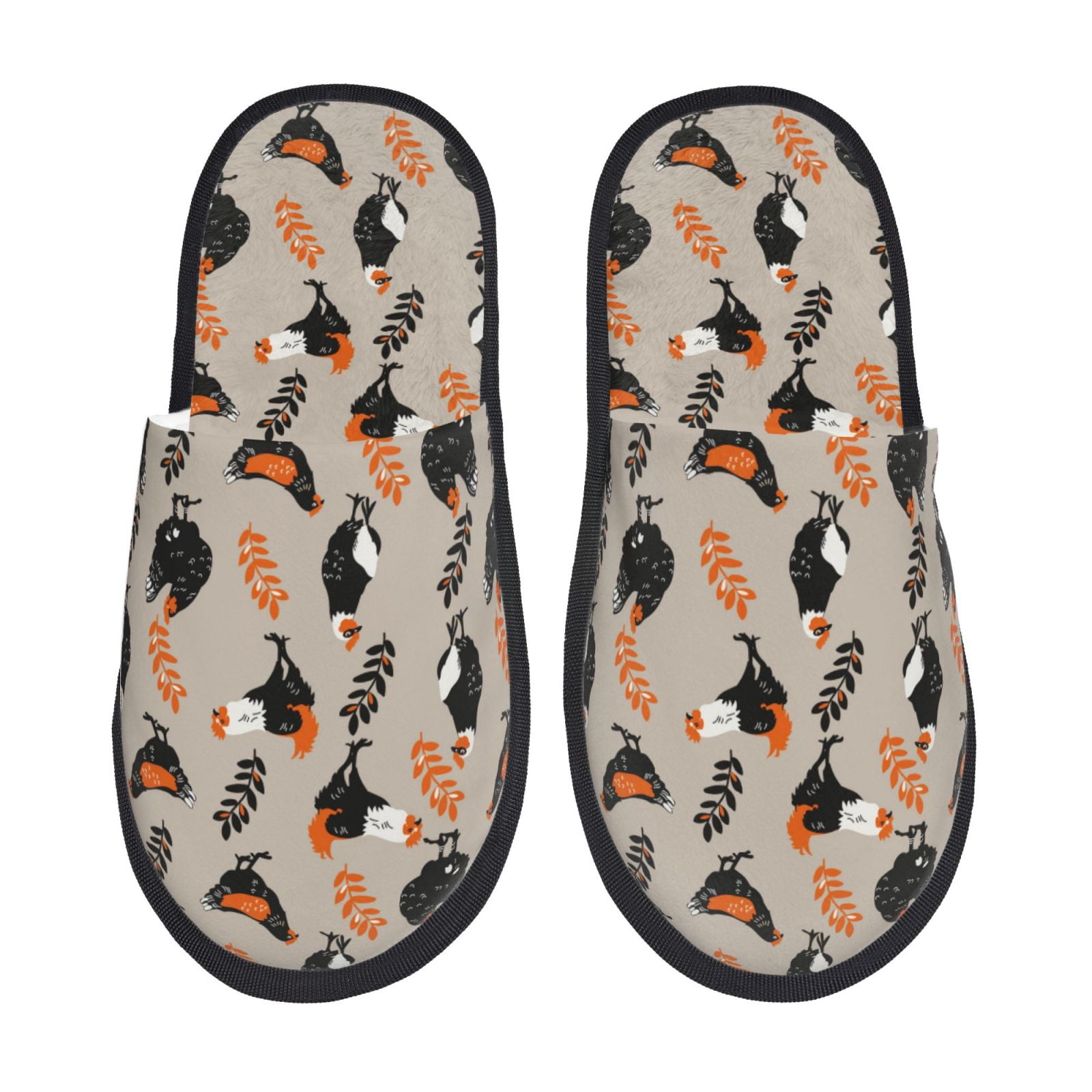 Goofa Funny Chicken Pattern Plush Furry Slippers for Men & Women, Cozy ...