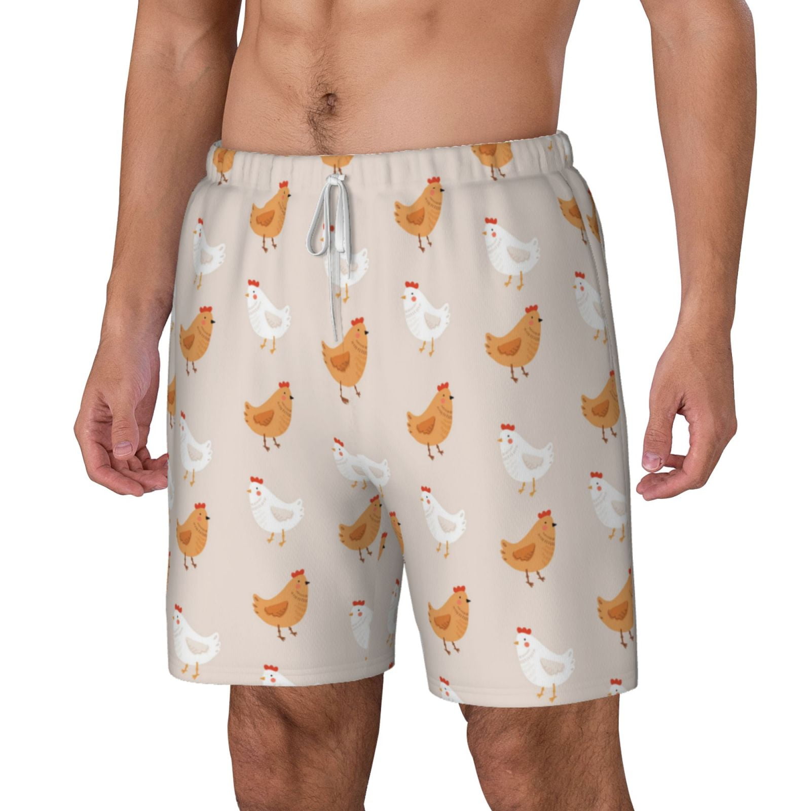 Goofa Funny Chicken Printed Men's Swim Trunks Board Shorts Quick Dry ...