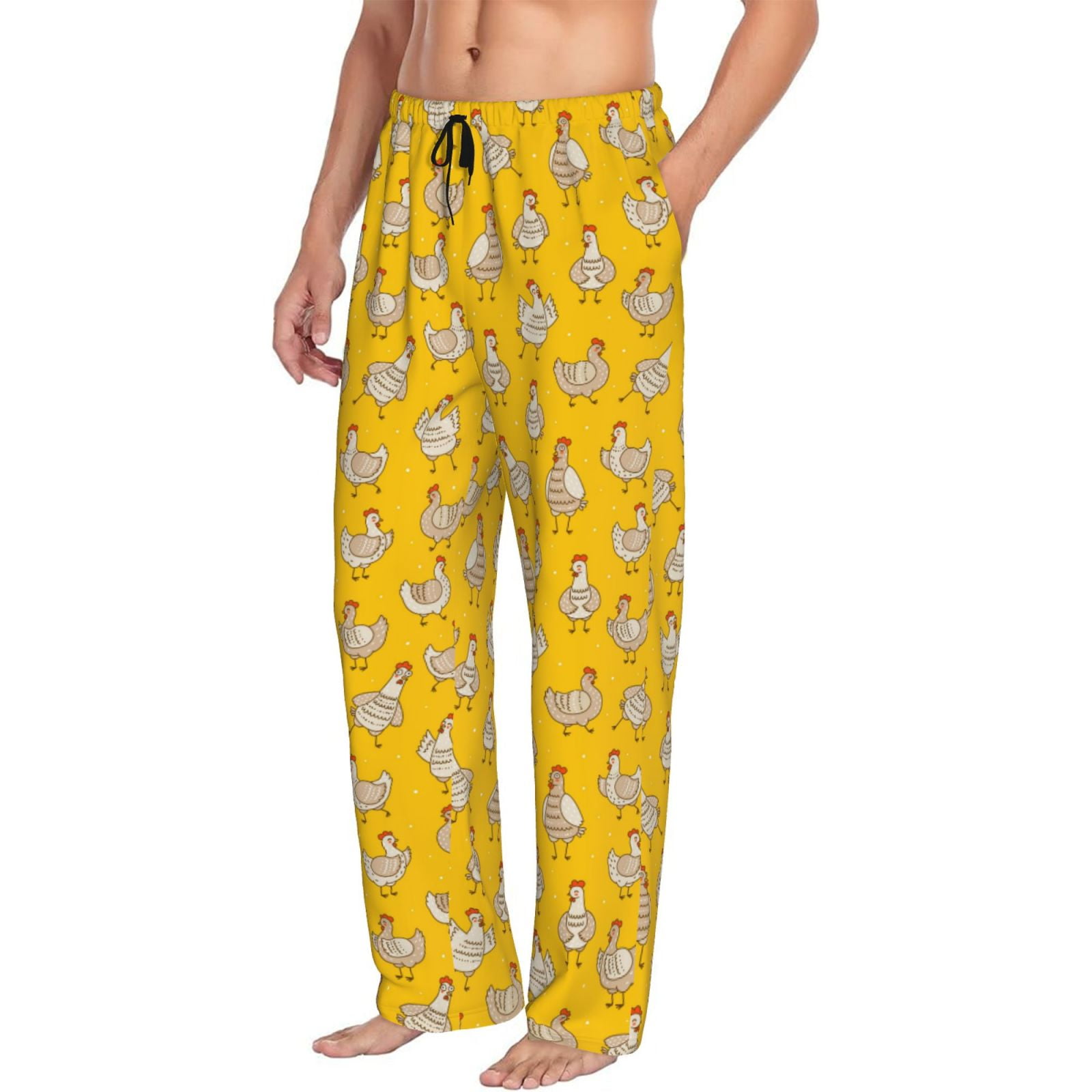 Goofa Funny Chicken Printed Soft Pajama Pants for Men, Wide Leg Comfy ...
