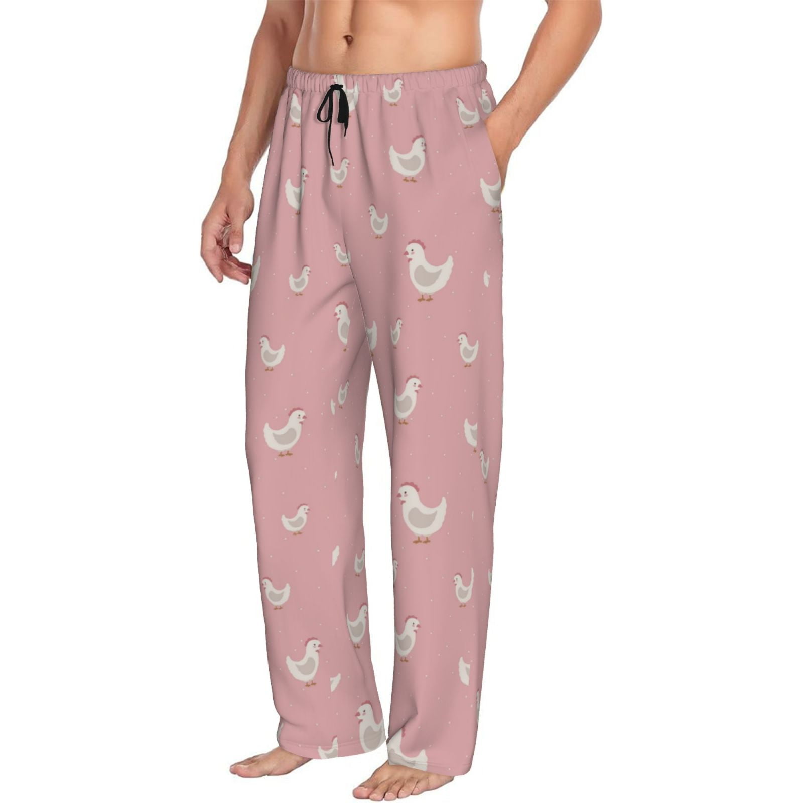 Goofa Funny Chicken Printed Soft Pajama Pants for Men, Wide Leg Comfy ...