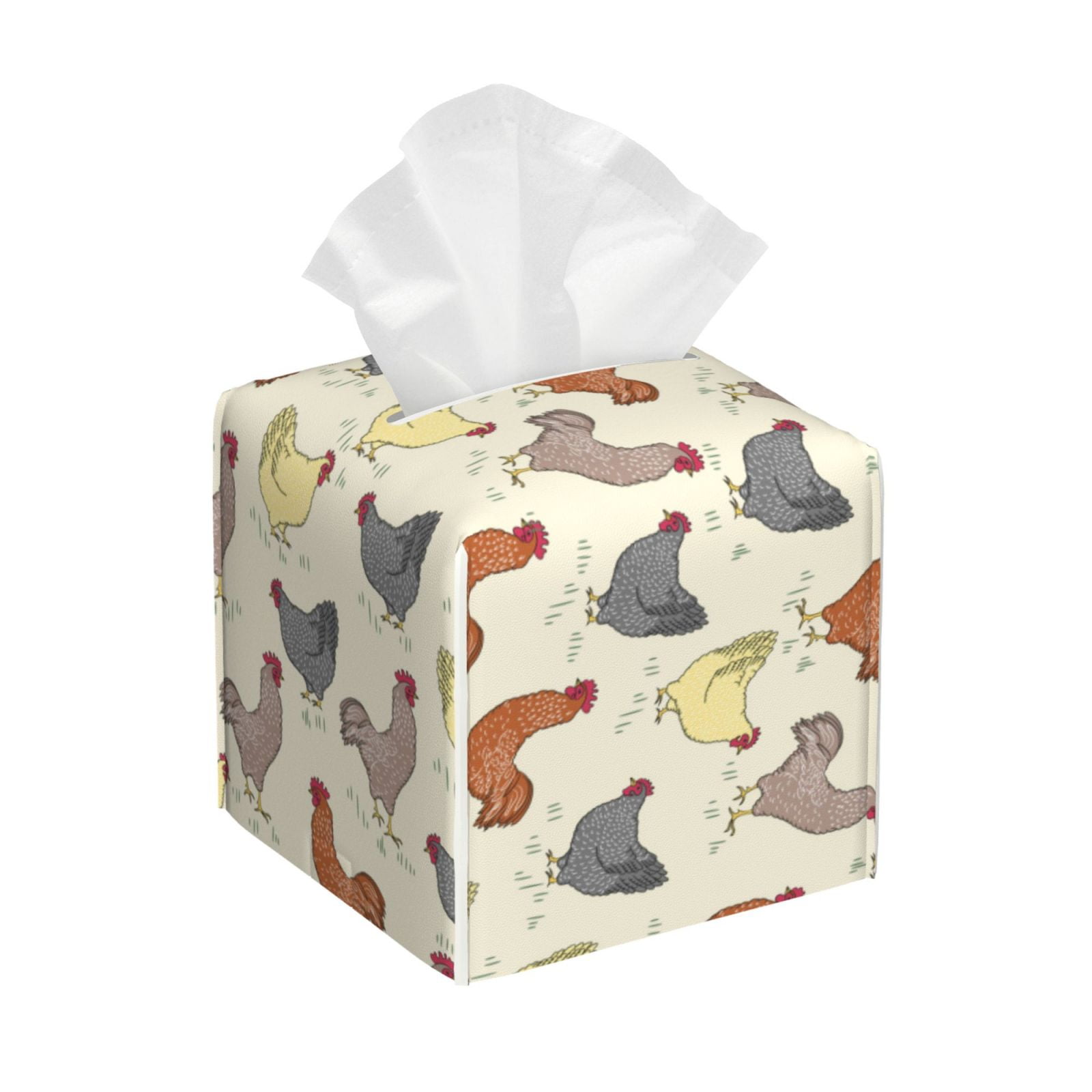 Goofa Funny Chicken Tissue Box Cover PVC Leather Tissue Holder Square ...
