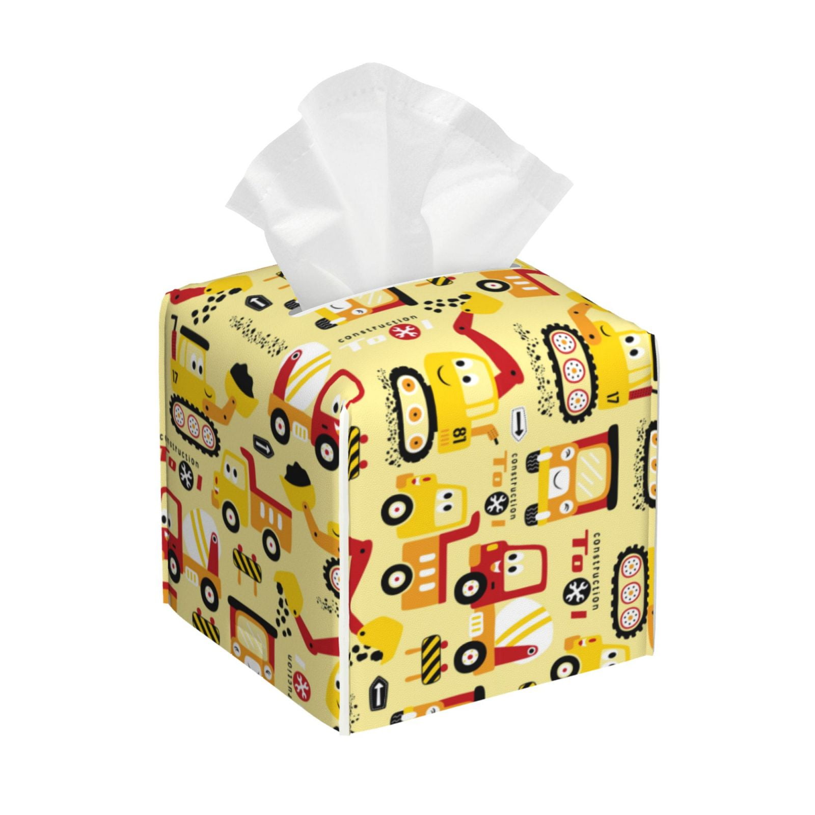 Goofa Funny Construction Vehicles Tissue Box Cover PVC Leather Tissue ...