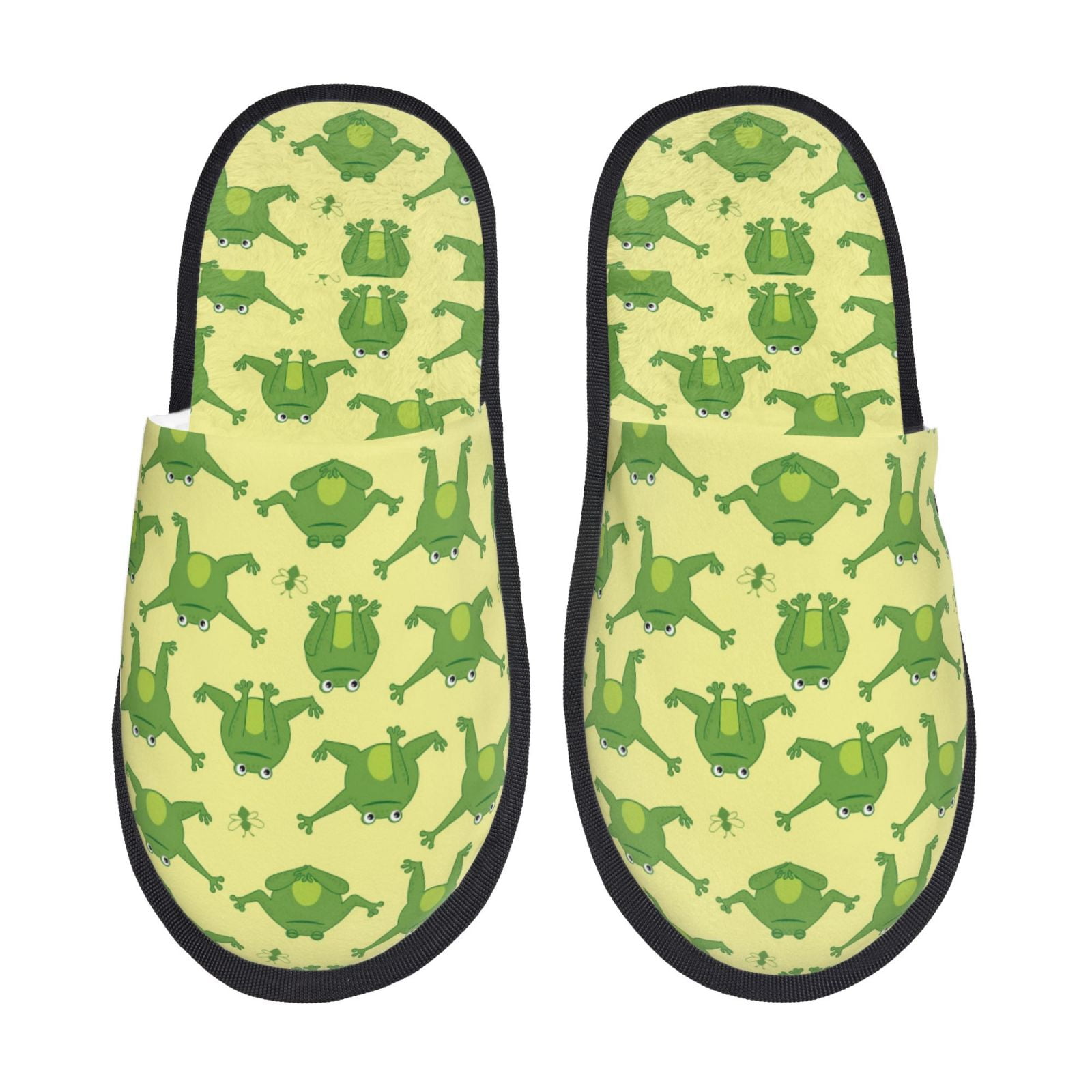 Goofa Funny Frogs Pattern Plush Furry Slippers for Men & Women, Cozy ...