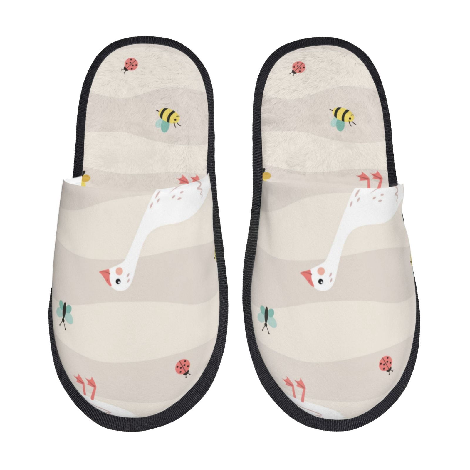Goofa Funny Goose1 Pattern Plush Furry Slippers for Men & Women, Cozy ...