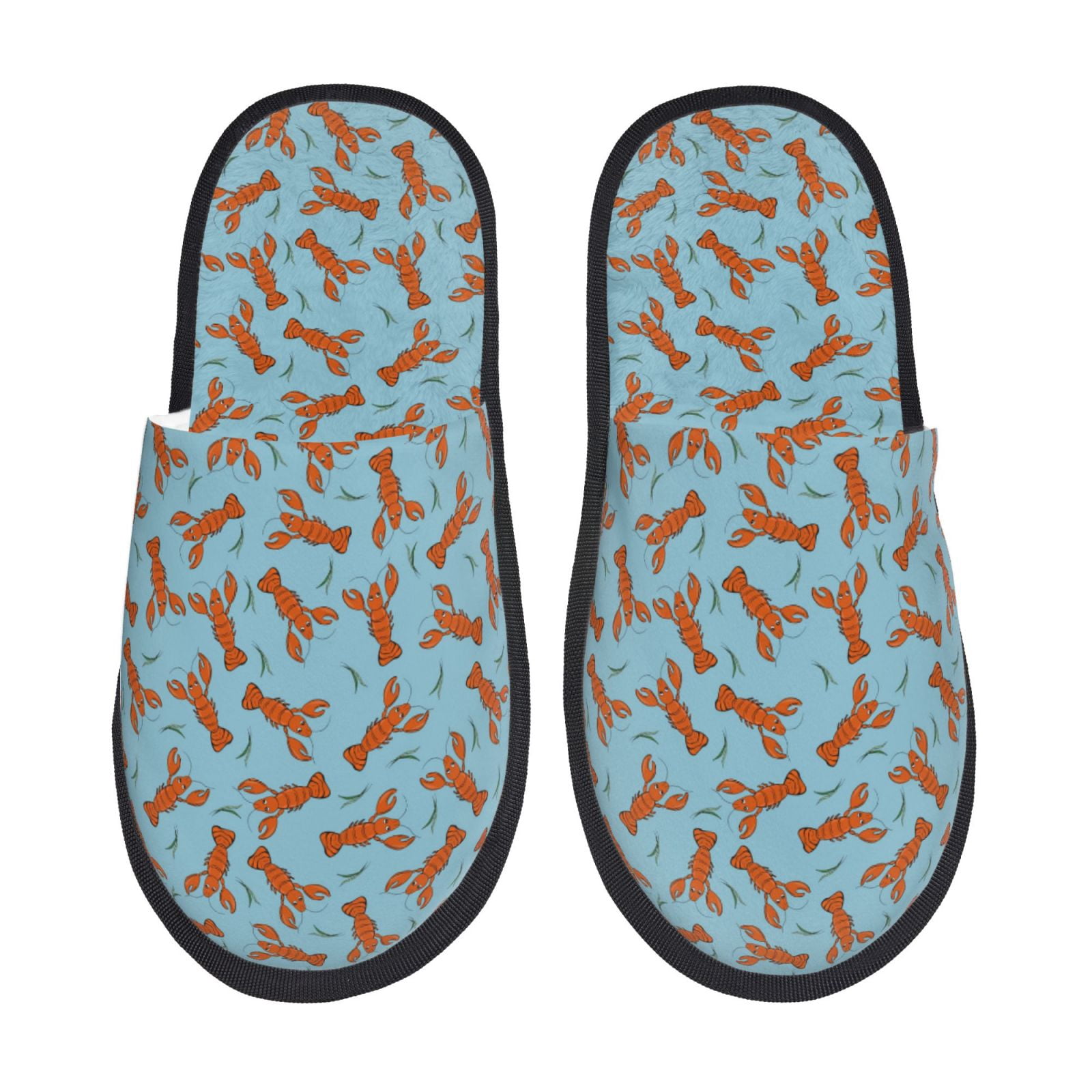 Goofa Funny Lobsters Pattern Plush Furry Slippers for Men & Women, Cozy ...