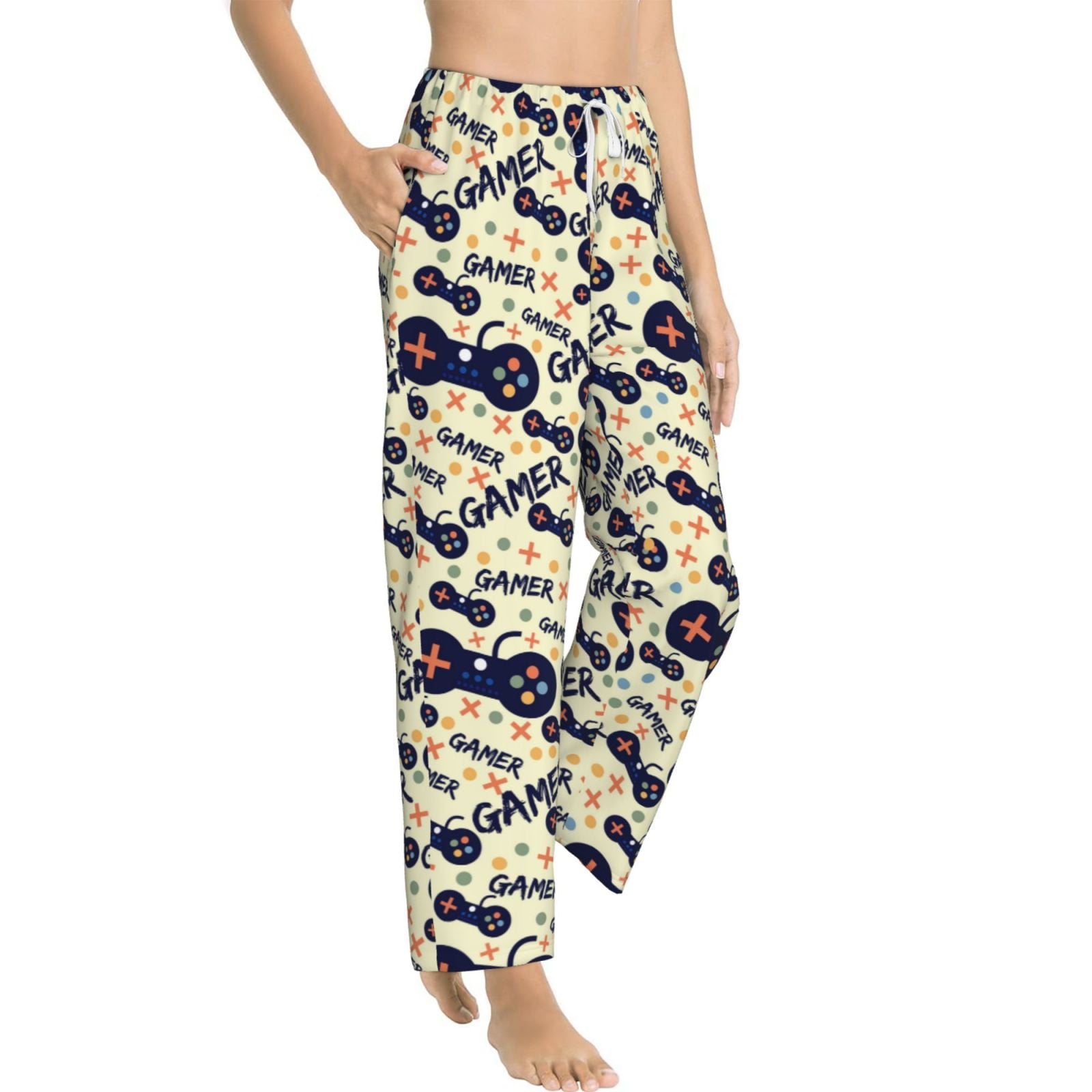 Goofa Game Controller Printed Soft Pajama Pants for Women, Wide Leg ...