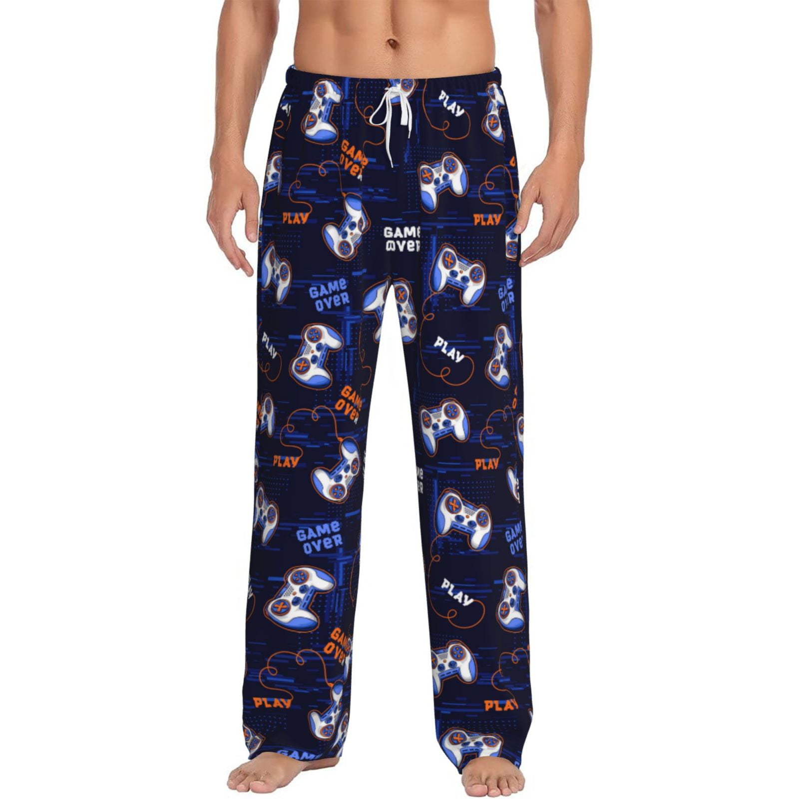 Goofa Game Pads Pattern Printed Soft Pajama Pants for Men, Wide Leg ...