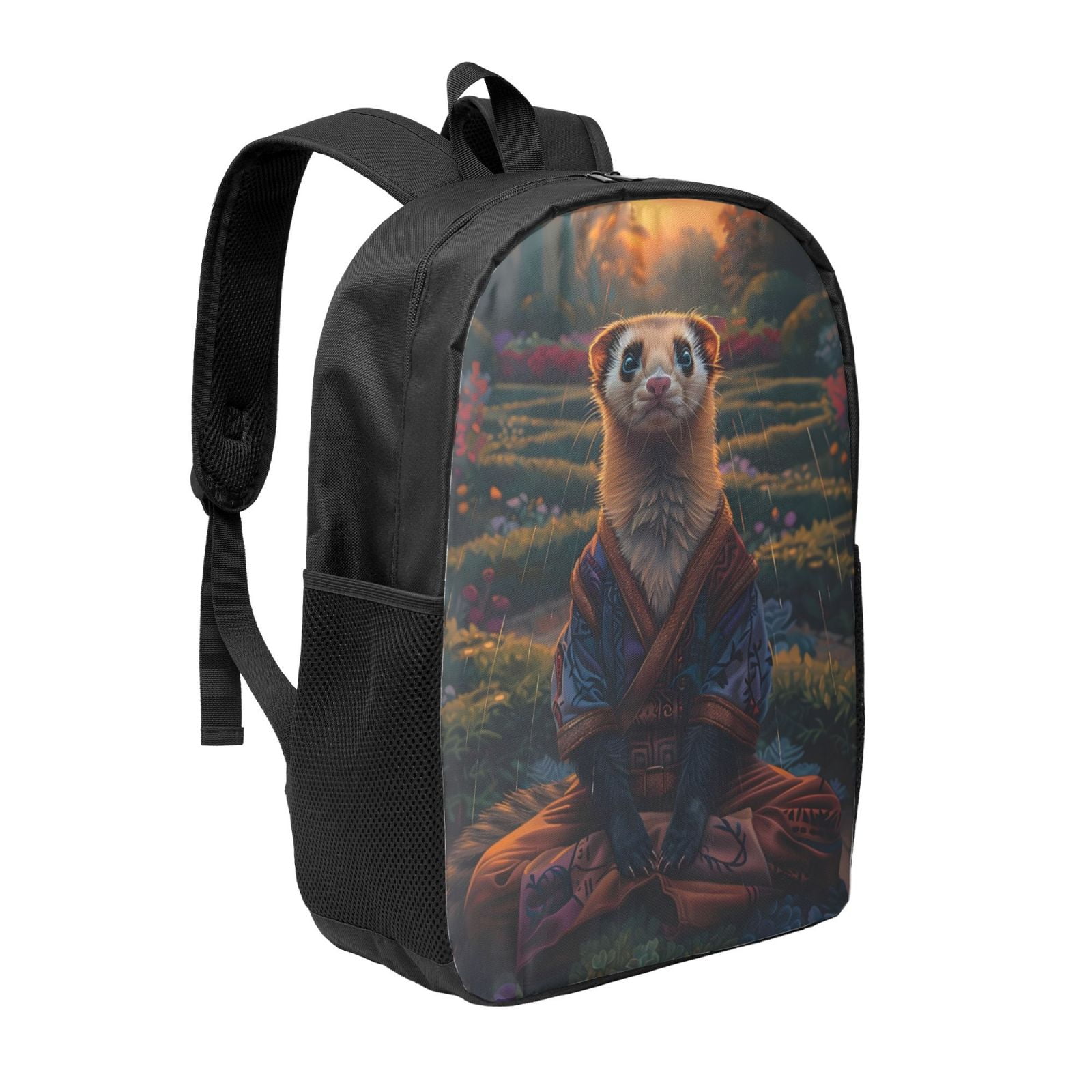 Goofa Garden Meditating Weasel Pattern 17in Student Backpack - School, Travel, Work Bookbag ...